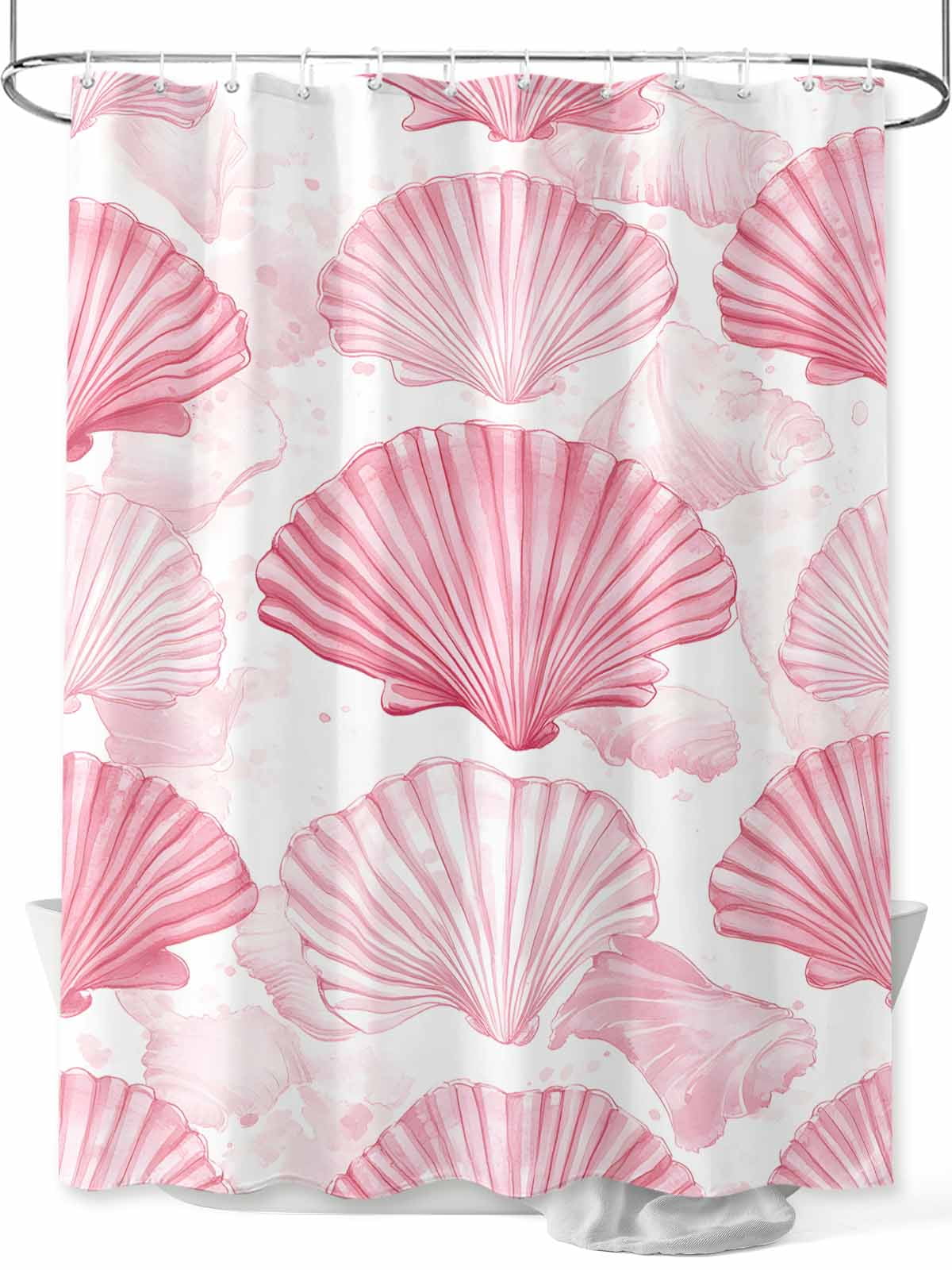 Fsddascl Pink Coastal Shell Shower Curtain Set - 72" x 78" Washable ...