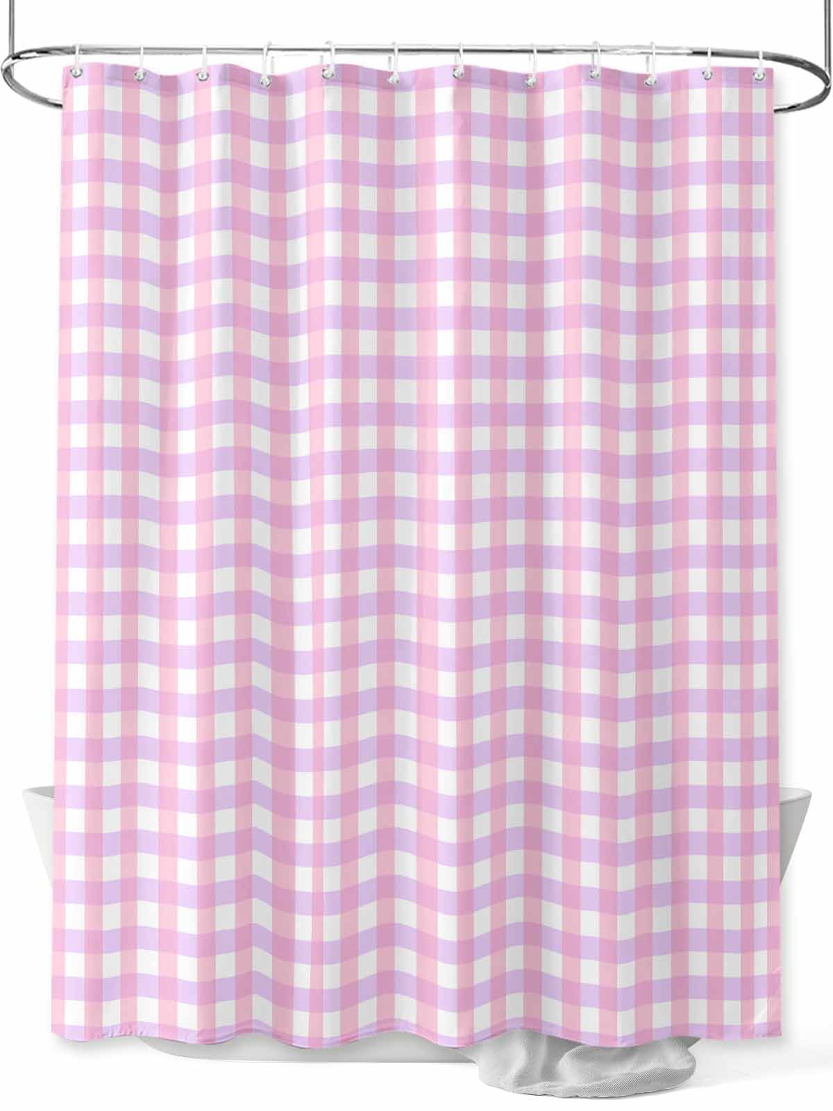 Fsddascl Pink Grid Shower Curtain Set - Extra Long 72" x 96" Washable ...