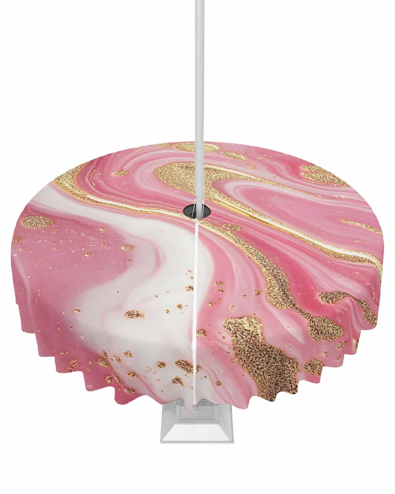Fsddascl Pink Marble Outdoor Tablecloth - 54 Inch Round Dining Table ...