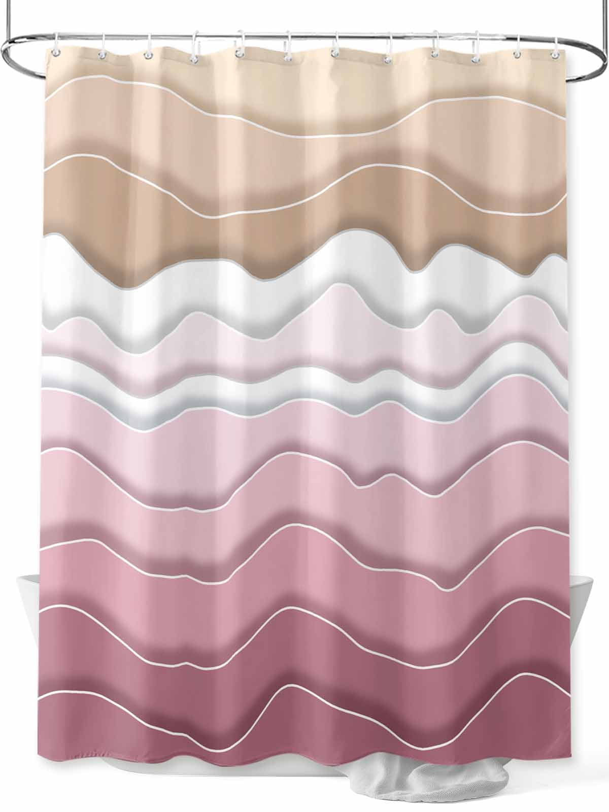 Fsddascl Pink Ombre Stripe Shower Curtain Set - 60" x 72" Washable ...