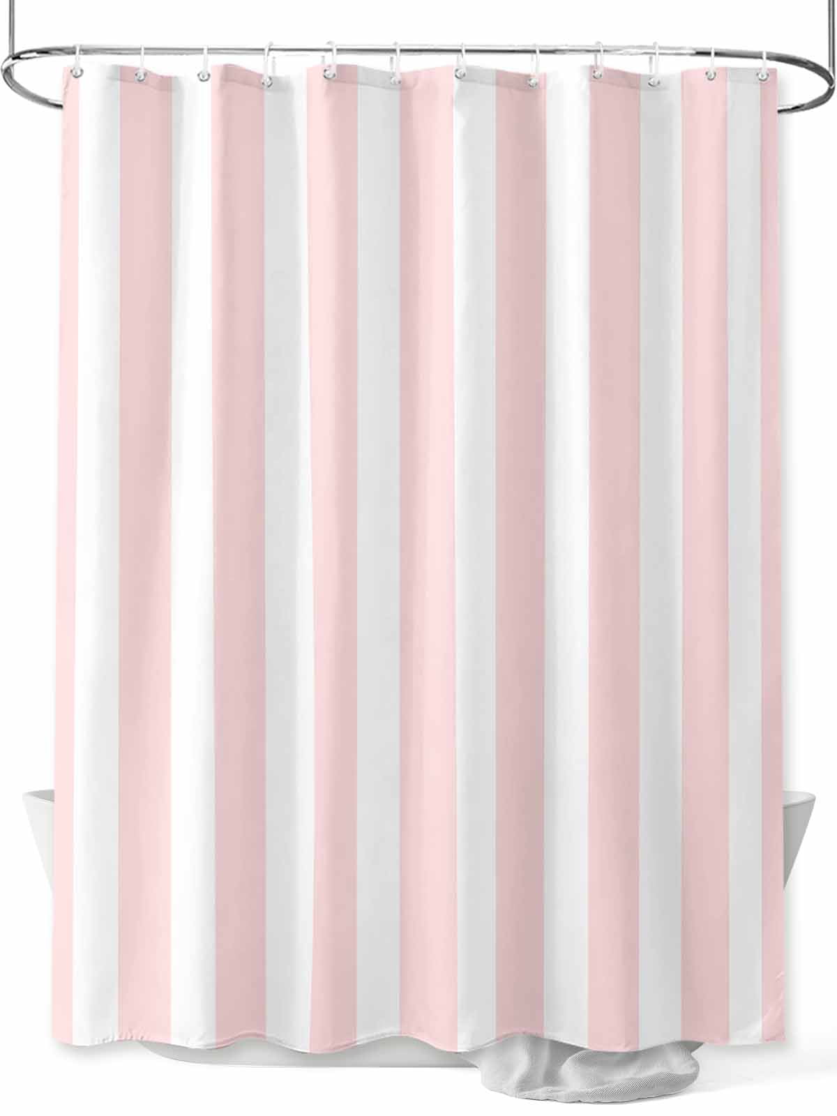 Fsddascl Pink Striped Shower Curtain Set - Long 72" x 84" Washable ...