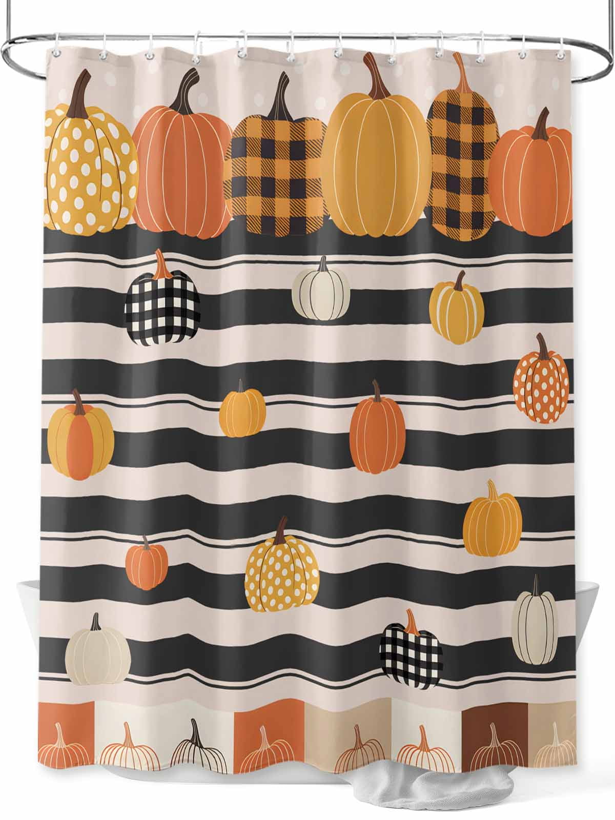 Fsddascl Plaid Pumpkin Fall Shower Curtain Set - 48" x 72" Washable ...