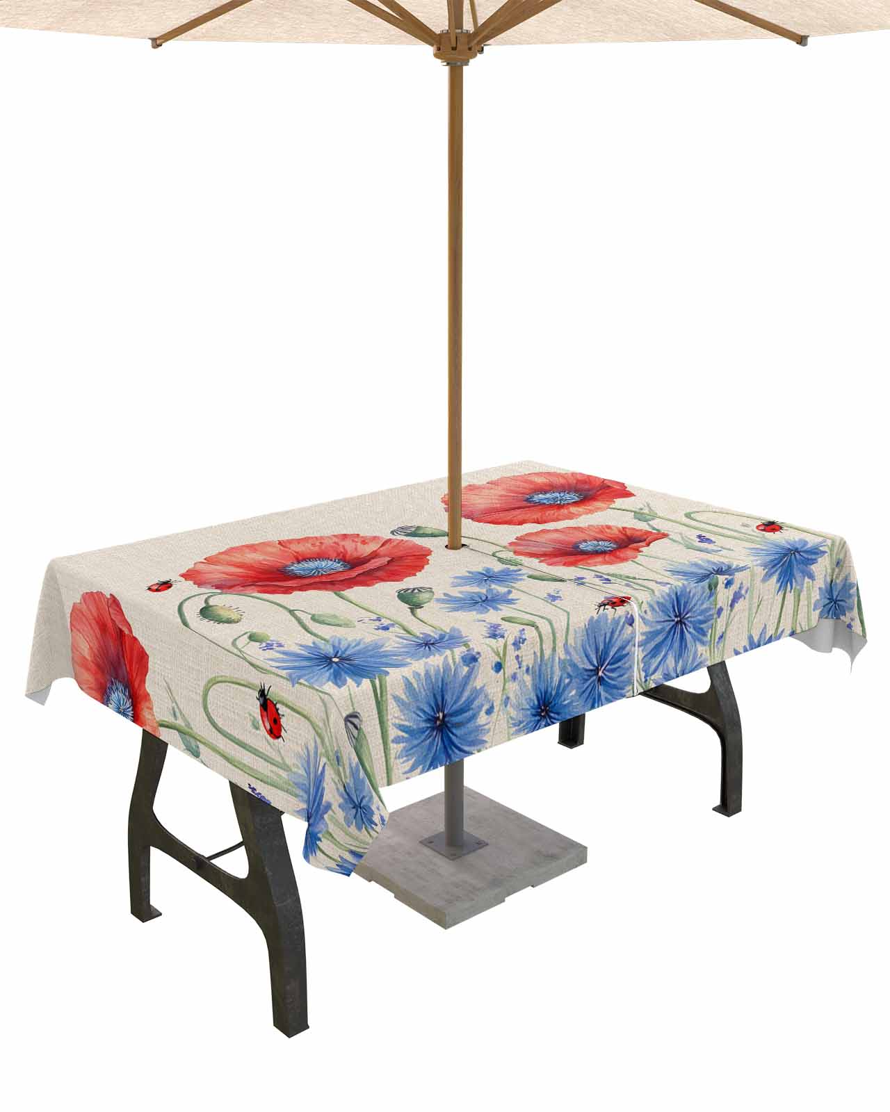 Fsddascl Poppy Flowers Outdoor Tablecloth - 60x102 Inch Rectangle ...