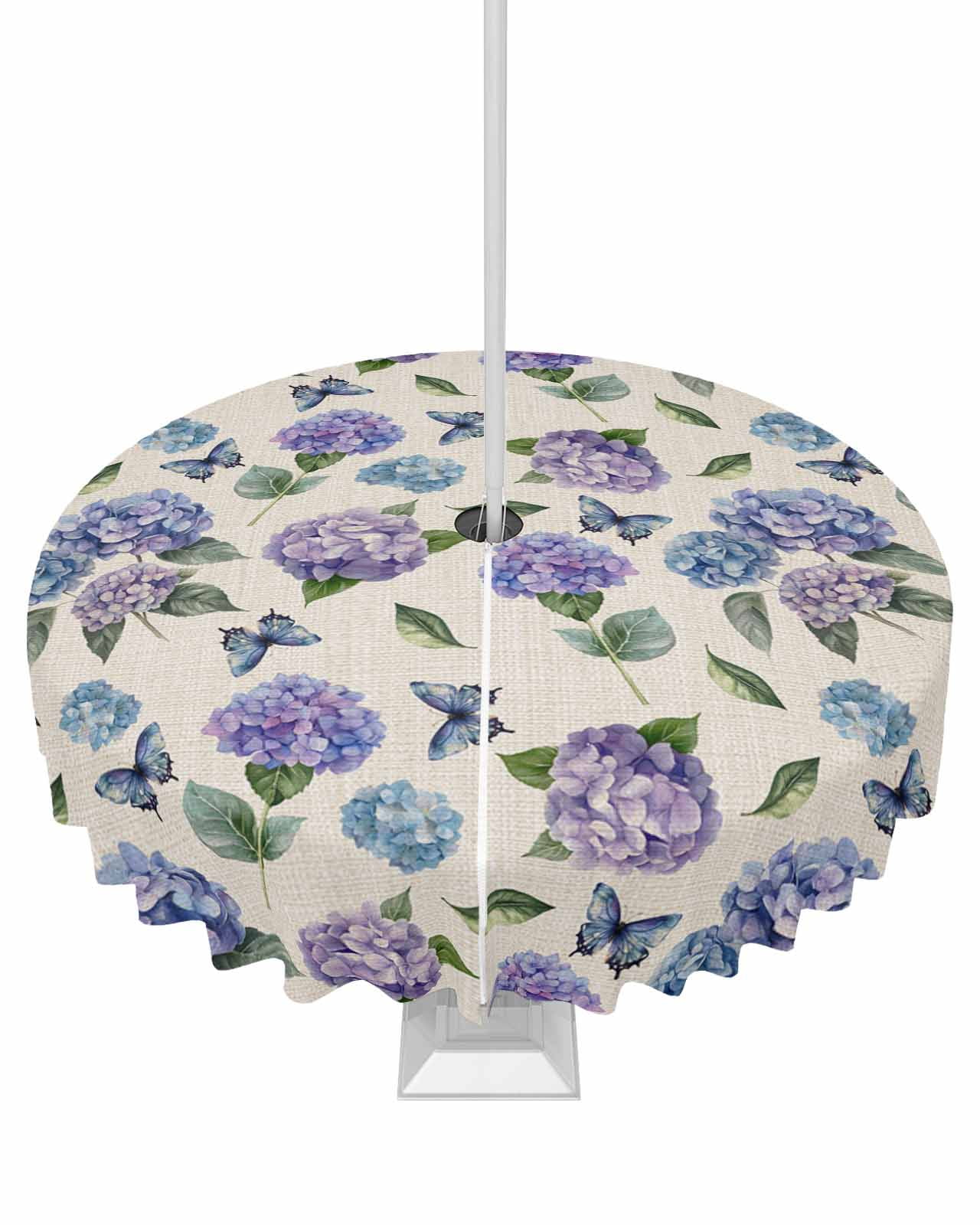 Fsddascl Purple Blue Hydrangea Outdoor Tablecloth - 60 Inch Round ...