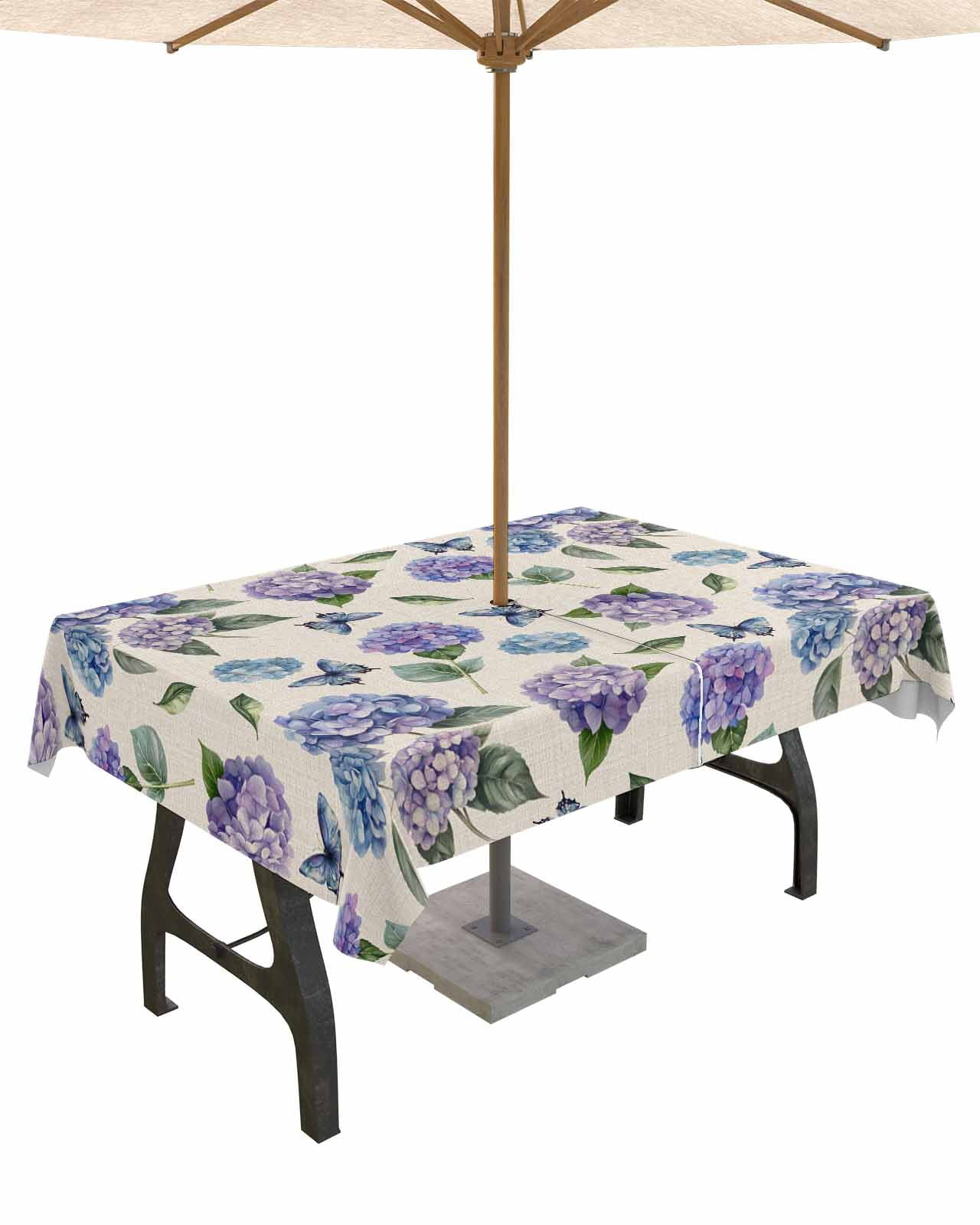 Fsddascl Purple Blue Hydrangea Outdoor Tablecloth - 60x120 Inch ...