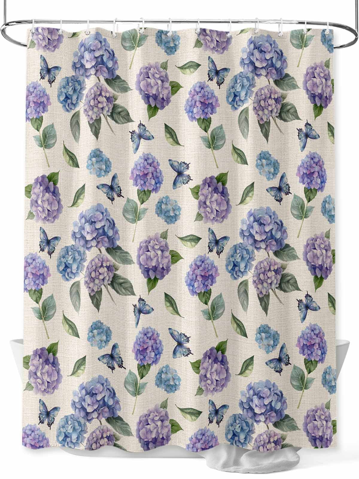 Fsddascl Purple Blue Hydrangea Shower Curtain Set - Extra Long 72" x 96 ...