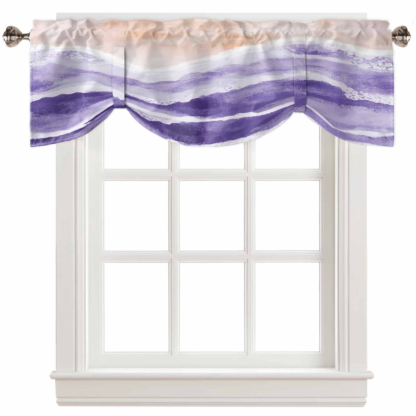 Fsddascl Purple Coastal Beach Tie Up Valance Curtains for Windows ...