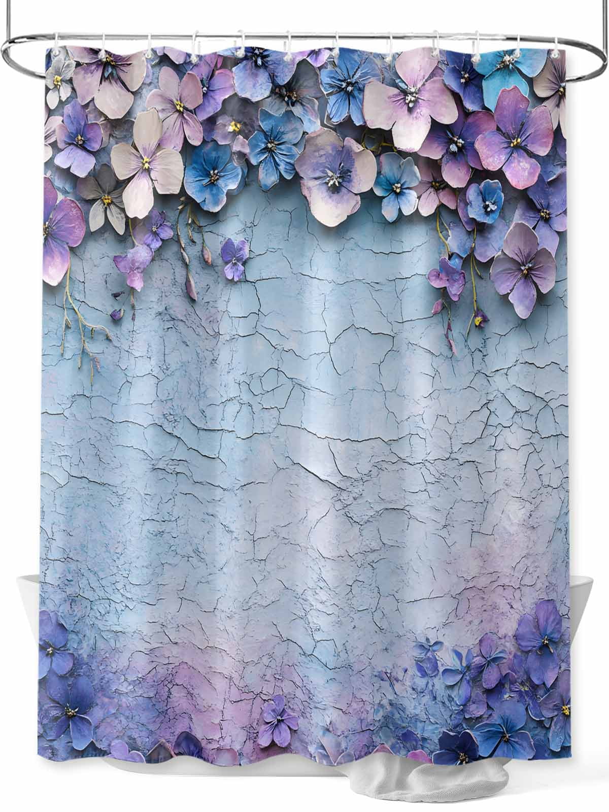 Fsddascl Purple Flowers Shower Curtain Set - 48" x 72" Washable Bathtub ...