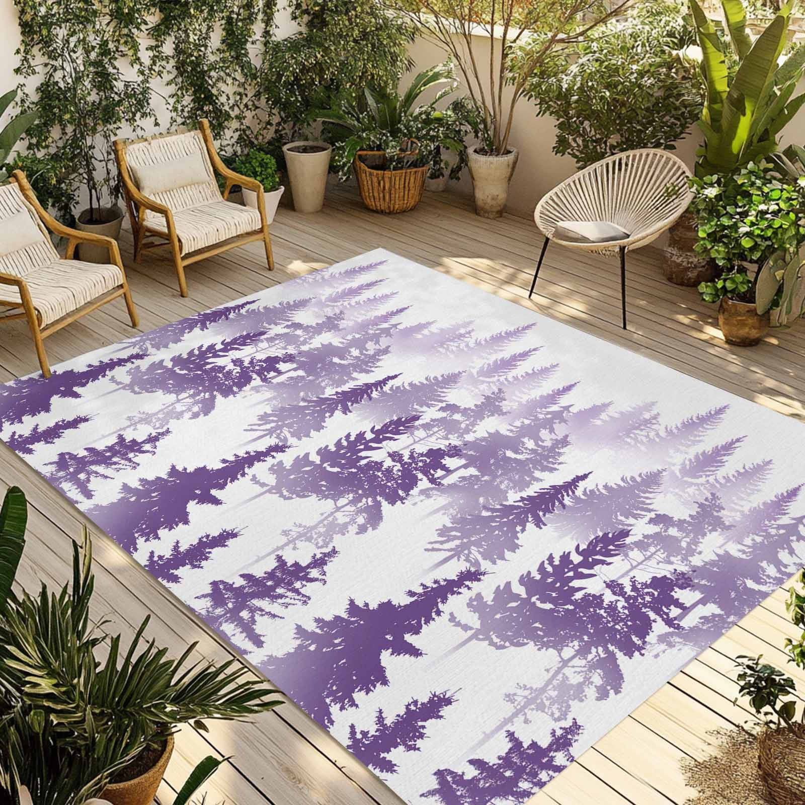 Fsddascl Purple Forest Outdoor Rug for Patio/Deck/Porch, Non-Slip Large ...