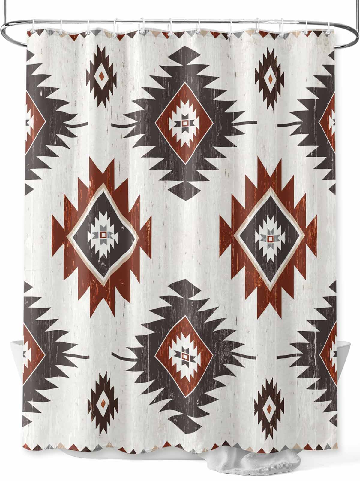 Fsddascl Red Aztec Shower Curtain Set - Long 72" x 84" Washable Bathtub ...