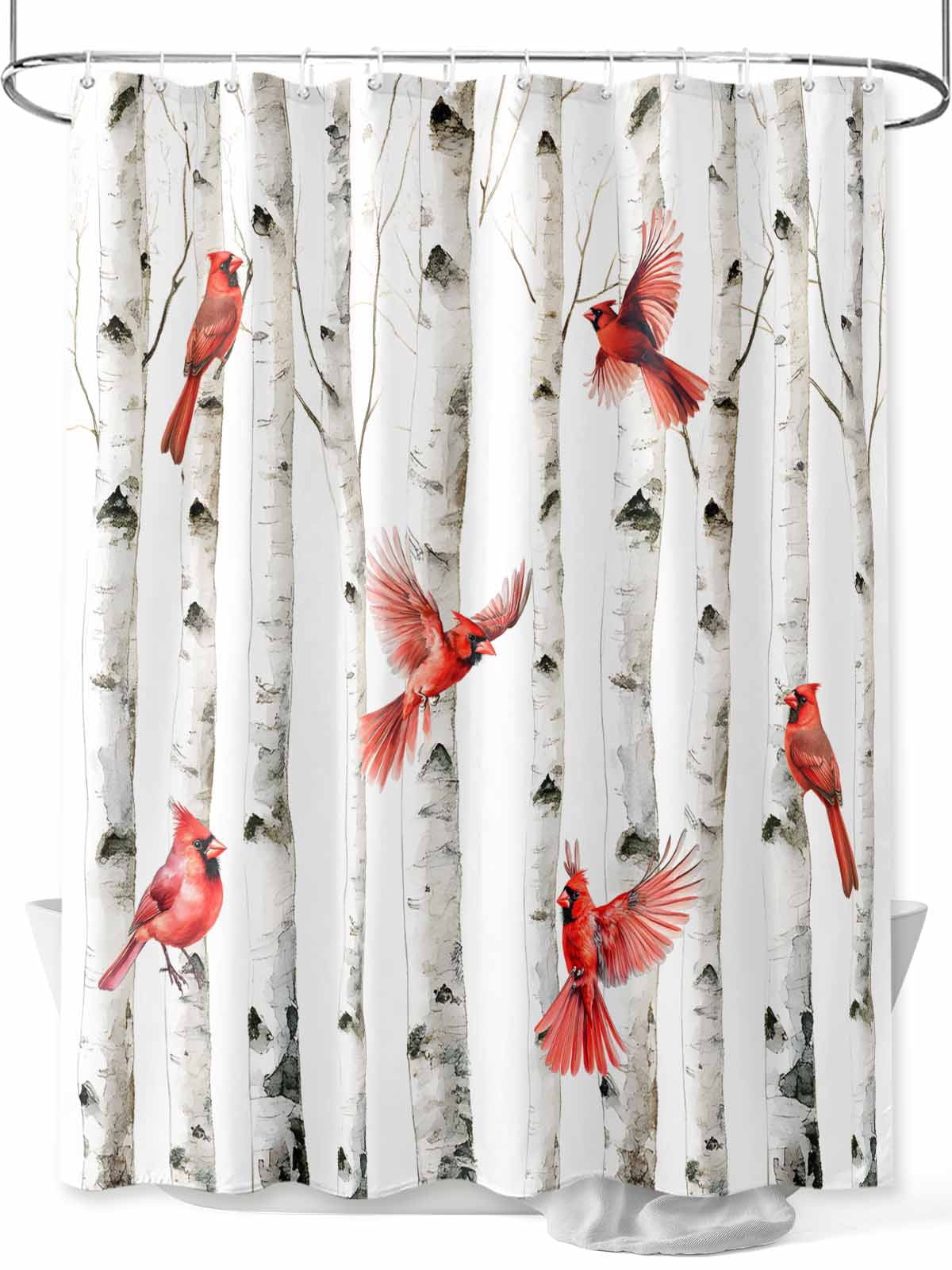 Fsddascl Red Birds Rustic Shower Curtain Set - 60" x 72" Washable ...