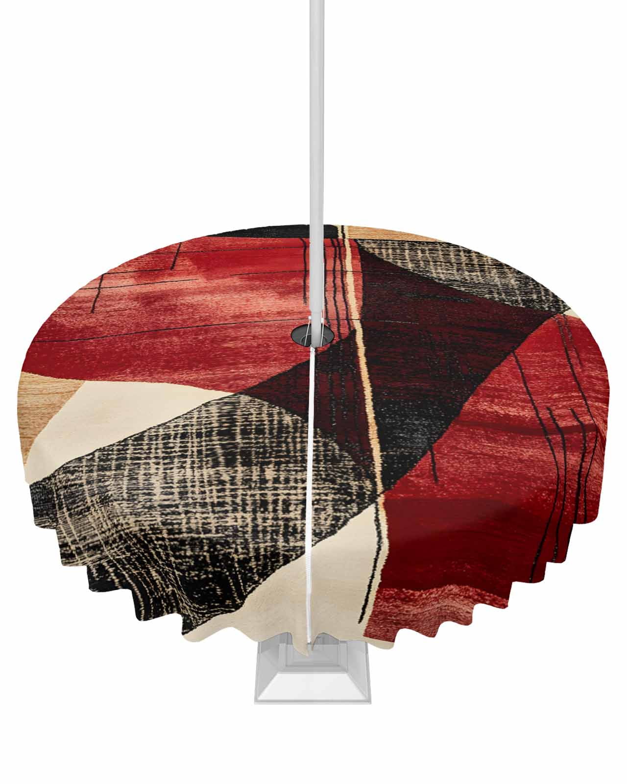 Fsddascl Red Black Abstract Outdoor Tablecloth - 54 Inch Round Dining ...