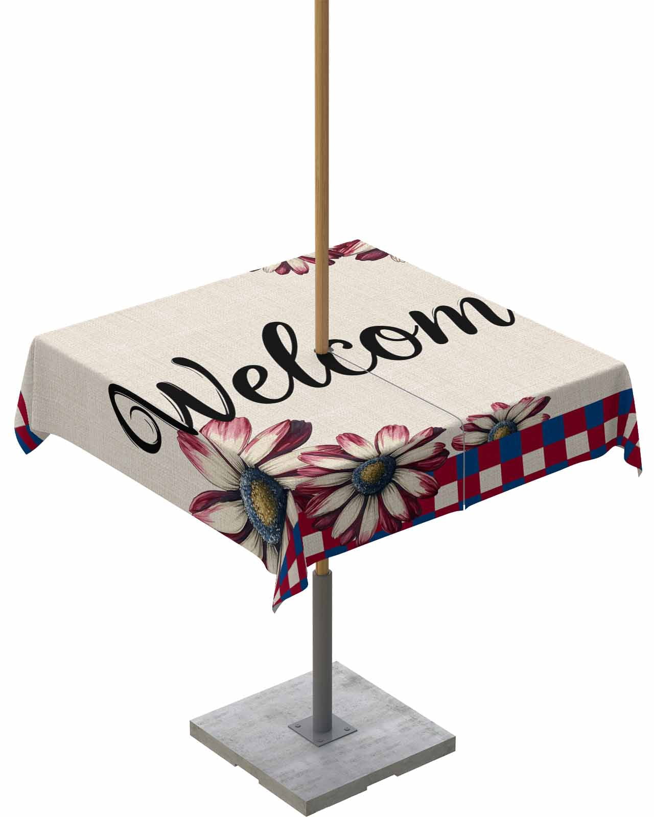 Fsddascl Red Blue Daisy Outdoor Tablecloth - 54x54 Inch Square Dining ...