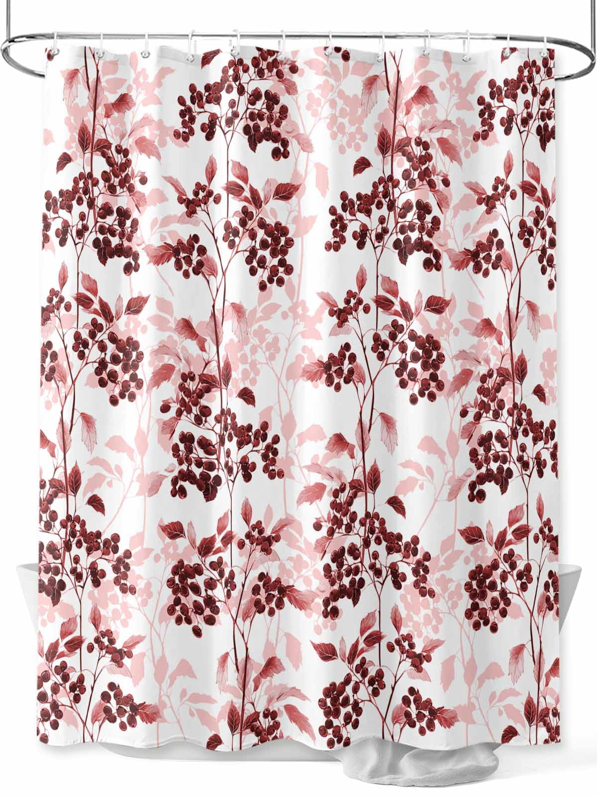 Fsddascl Red Botanical Shower Curtain Set - 72" x 78" Washable Bathtub ...
