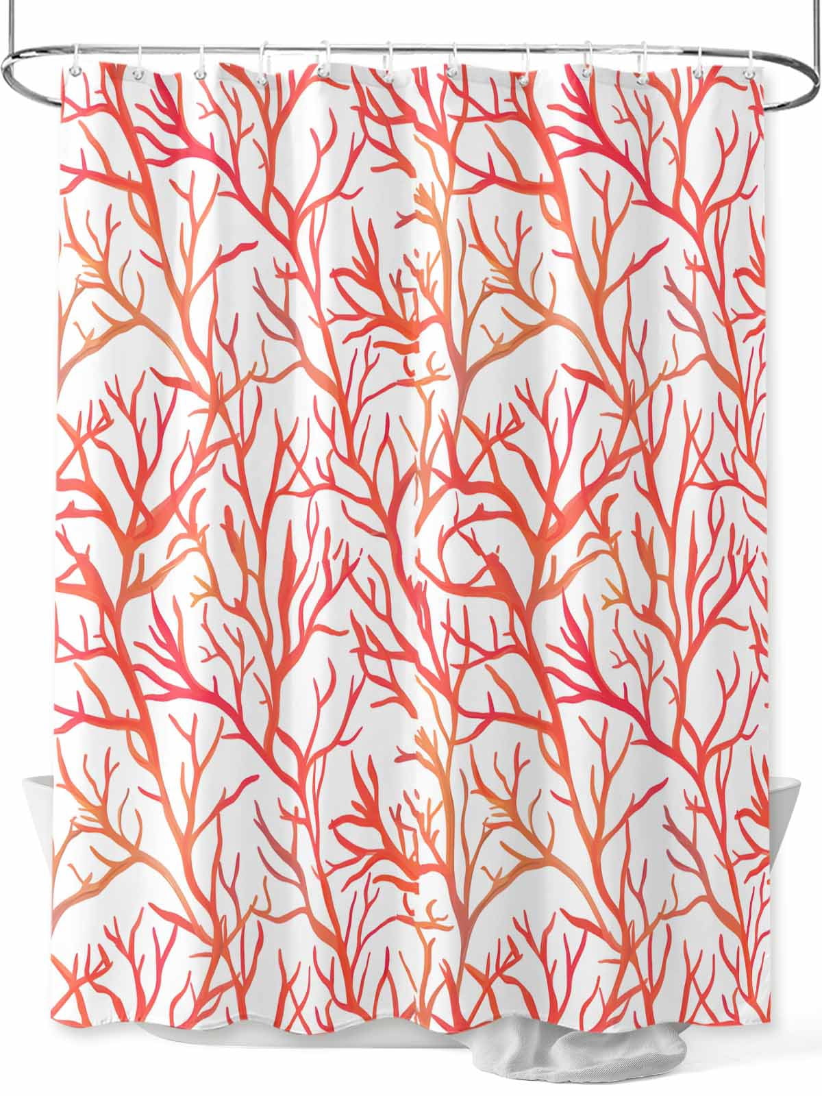 Fsddascl Red Coral Coastal Shower Curtain Set - 60" x 72" Washable ...