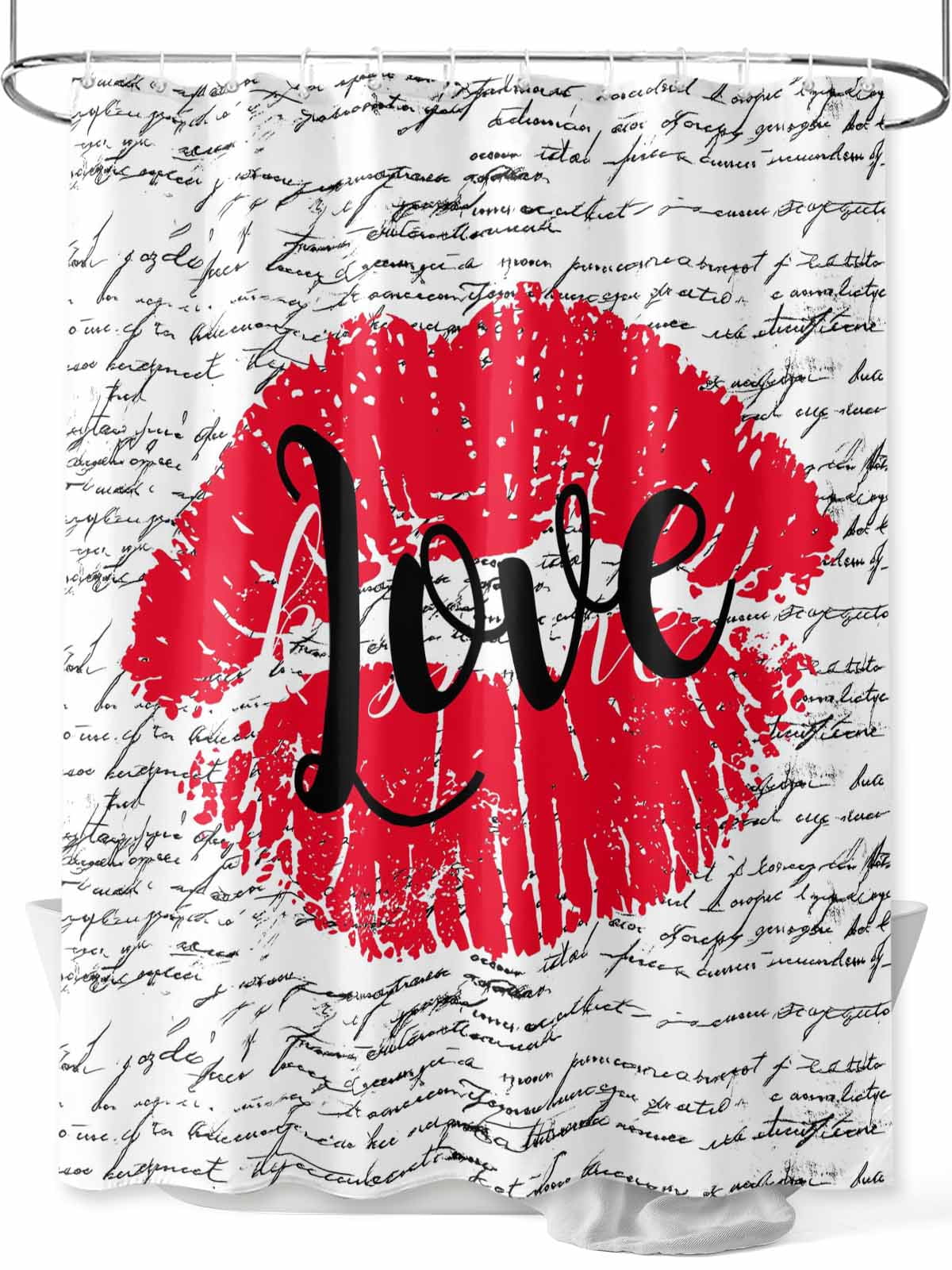 Fsddascl Red Lips Shower Curtain Set - Long 72" x 84" Washable Bathtub ...