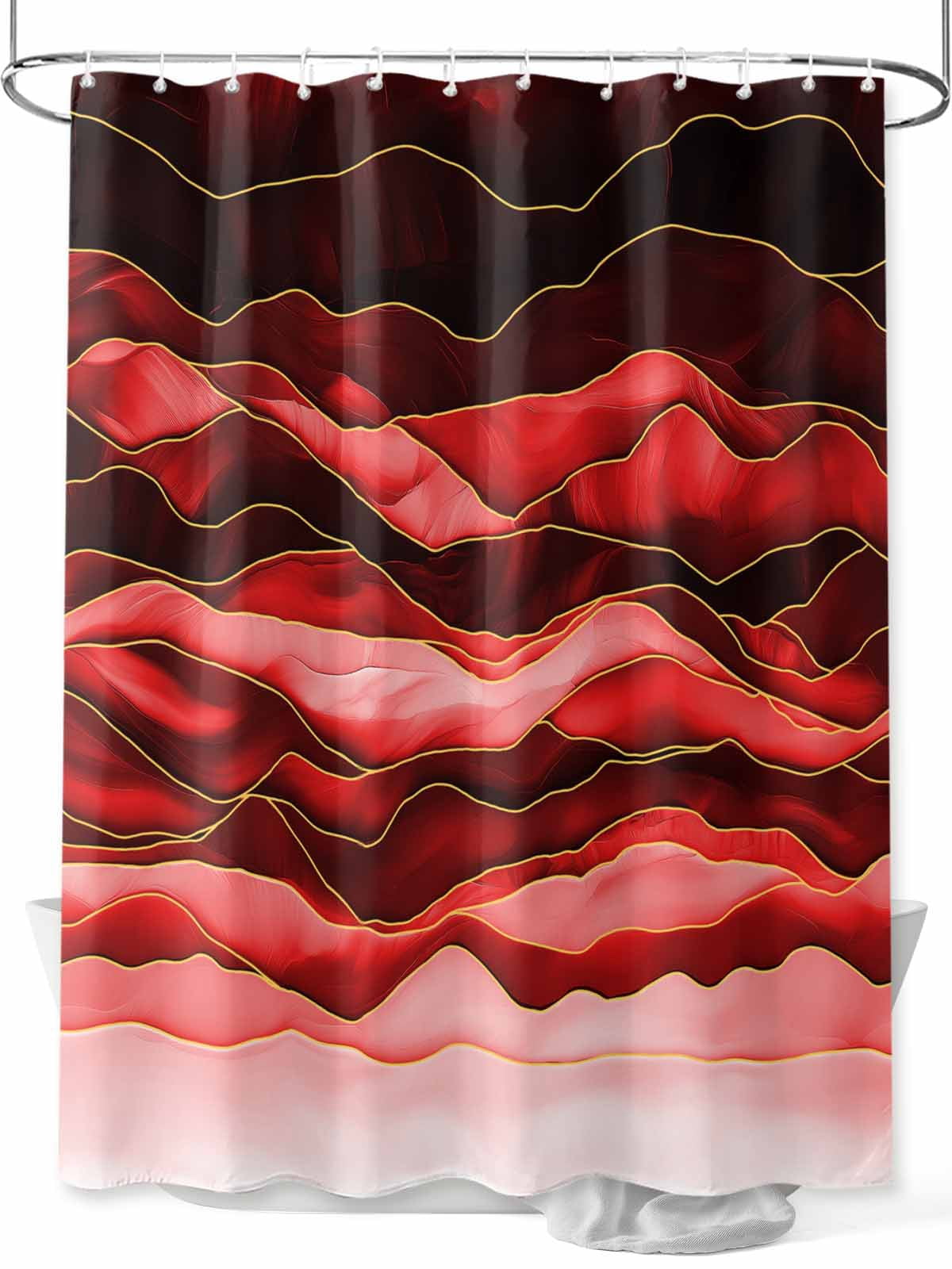 Fsddascl Red Marble Shower Curtain Set - 60" x 72" Washable Bathtub ...