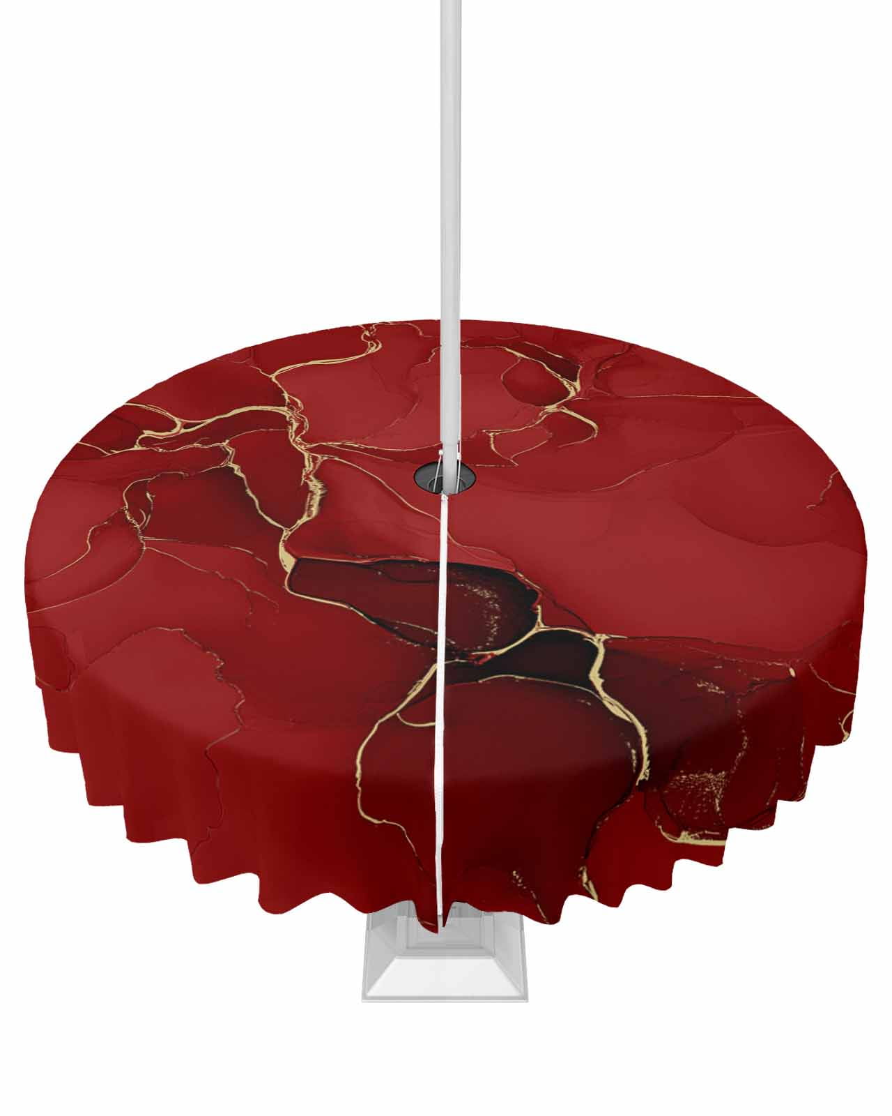 Fsddascl Red Marble Texture Outdoor Tablecloth - 60 Inch Round Dining ...