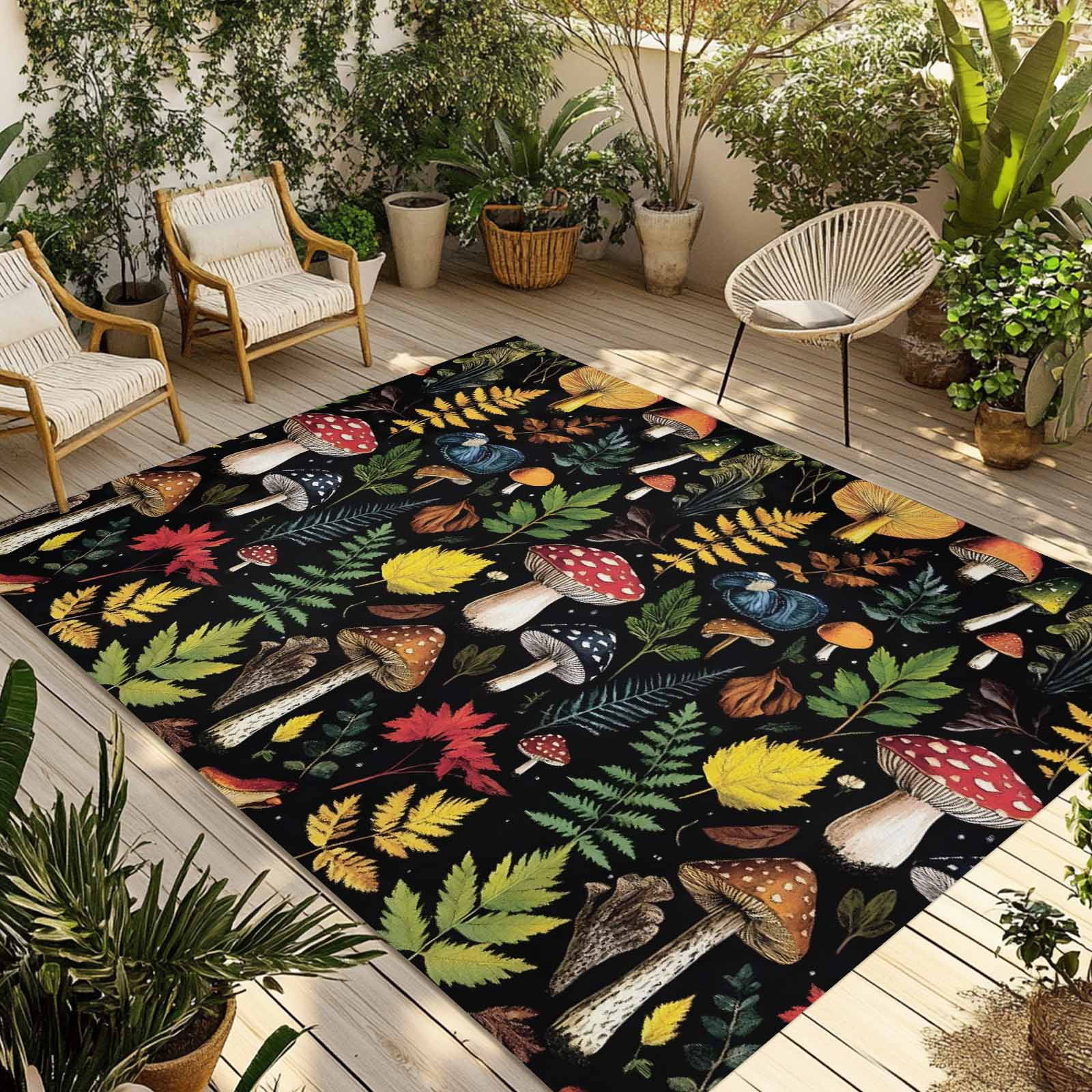 Fsddascl Red Mushroom Outdoor Rug for Patio/Deck/Porch, Non-Slip Large ...