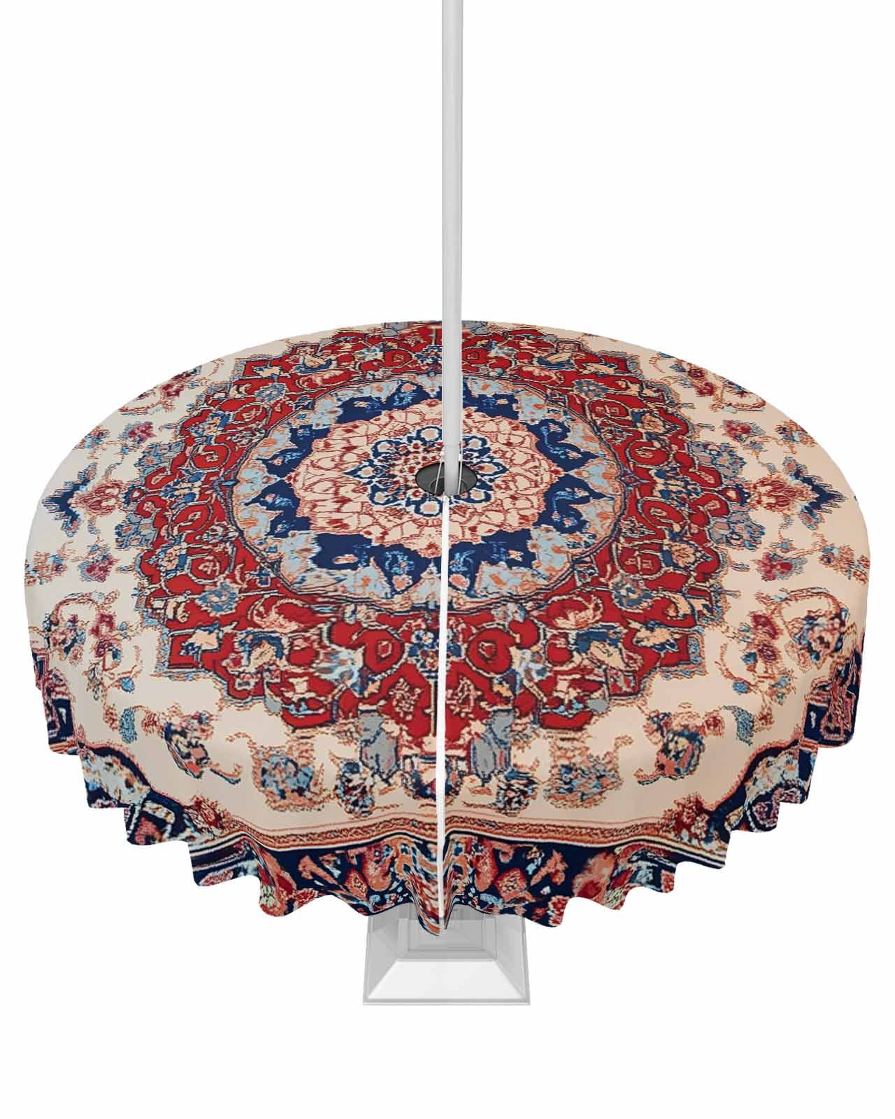 Fsddascl Red Navy Blue Boho Outdoor Tablecloth - 54 Inch Round Dining ...