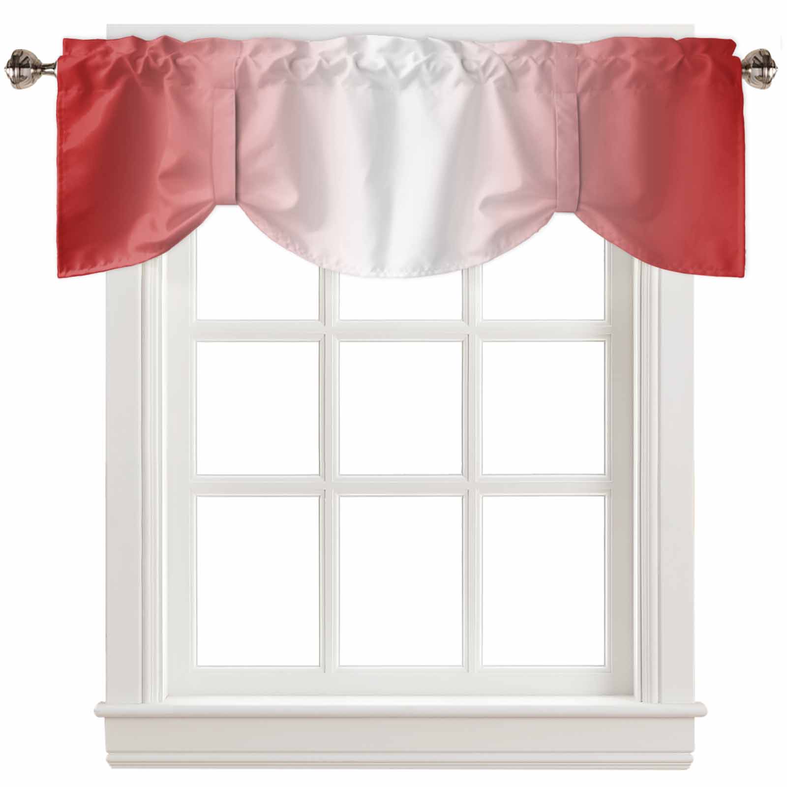 Fsddascl Red Ombre Tie Up Valance Curtains for Windows, Kitchen ...