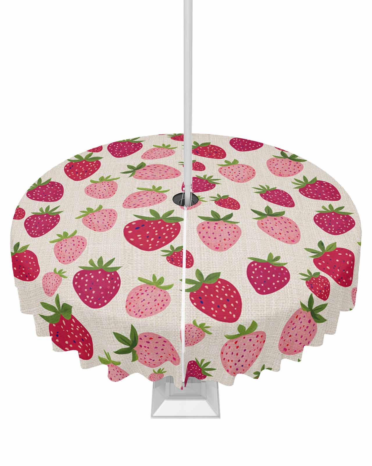 Fsddascl Red Pink Strawberry Outdoor Tablecloth - 54 Inch Round Dining ...