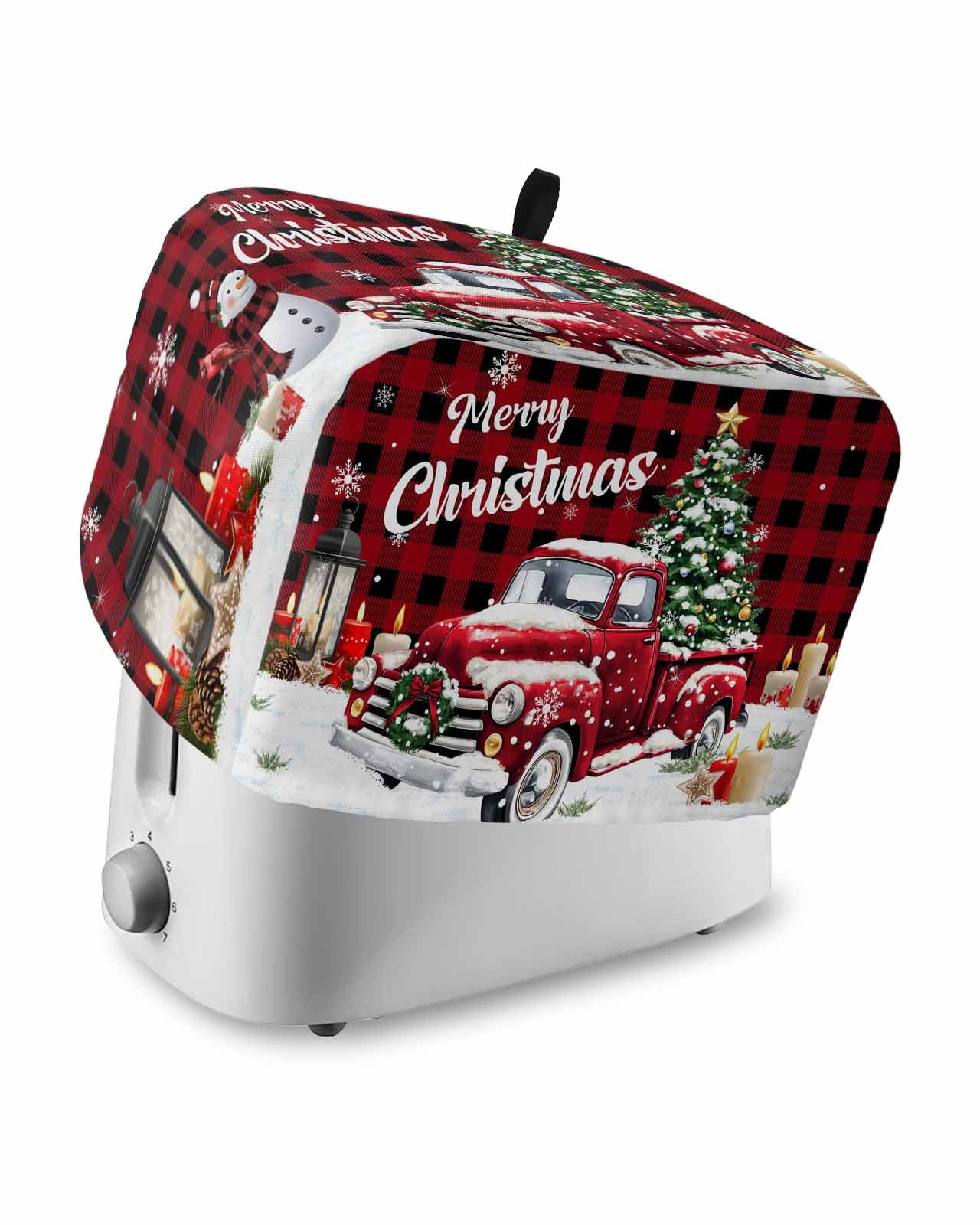 Fsddascl Red Plaid Truck Christmas Toaster Cover 4 Slice, Large Kitchen ...