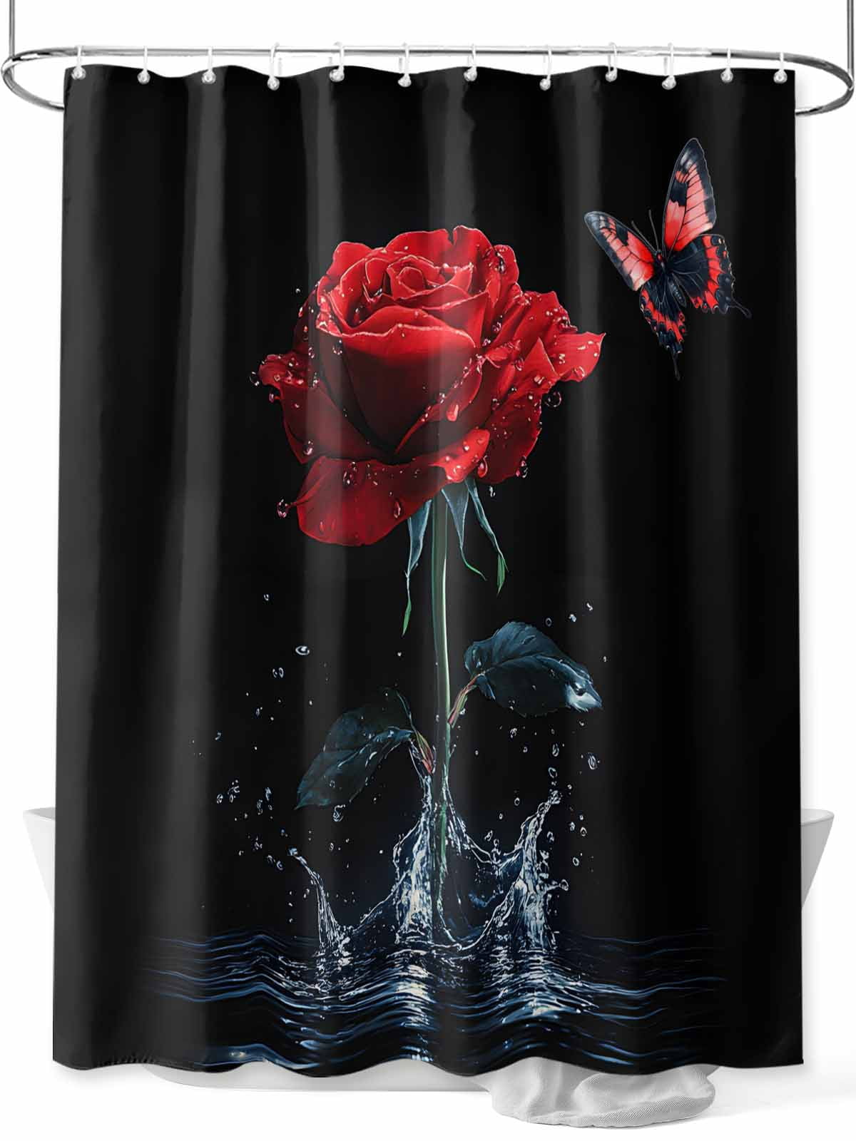 Fsddascl Red Roses Shower Curtain Set - 60" x 72" Washable Bathtub ...