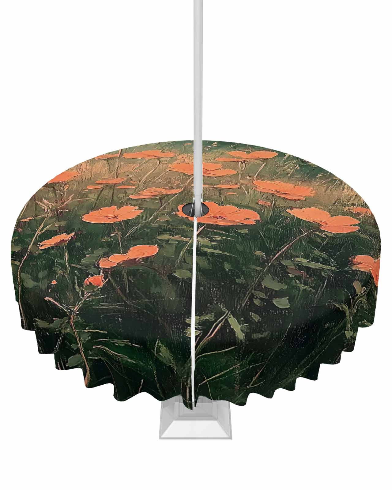 Fsddascl Red Spring Floral Outdoor Tablecloth - 60 Inch Round Dining ...