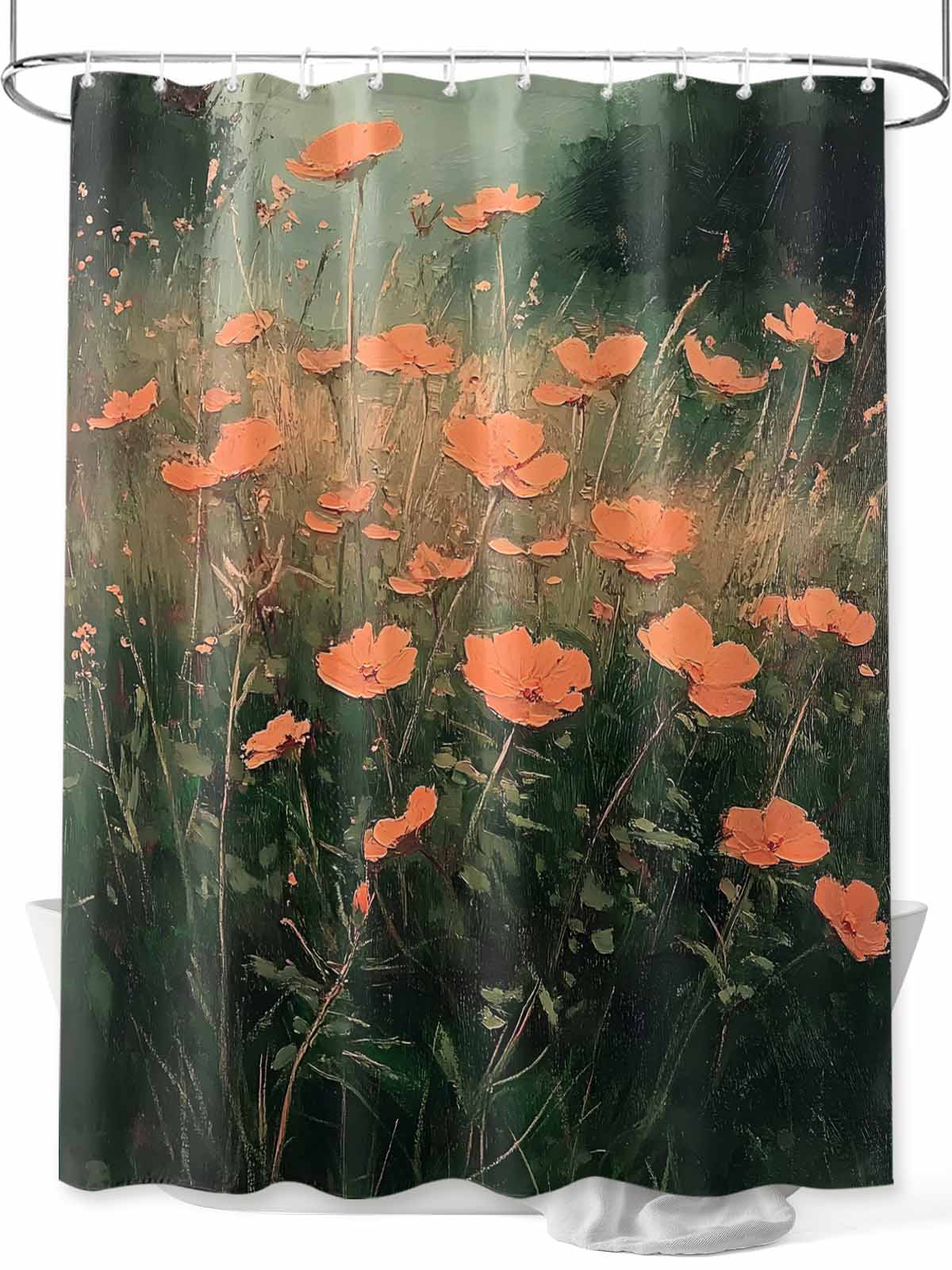 Fsddascl Red Spring Floral Shower Curtain Set - 66" x 72" Washable ...