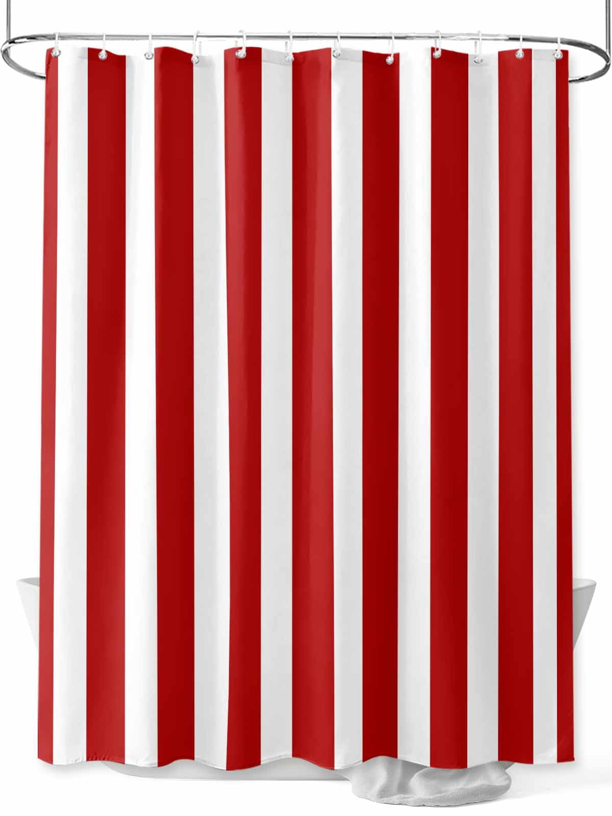 Fsddascl Red Striped Shower Curtain Set - 66" x 72" Washable Bathtub ...