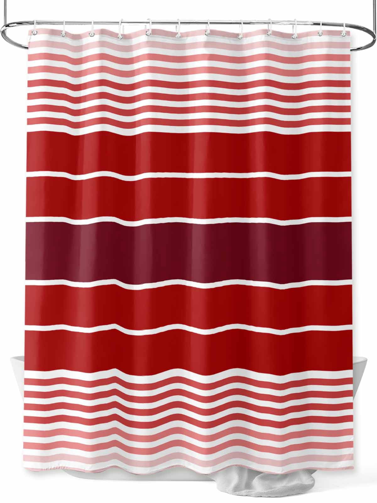 Fsddascl Red Striped Shower Curtain Set - Extra Long 72" x 96" Bathtub ...
