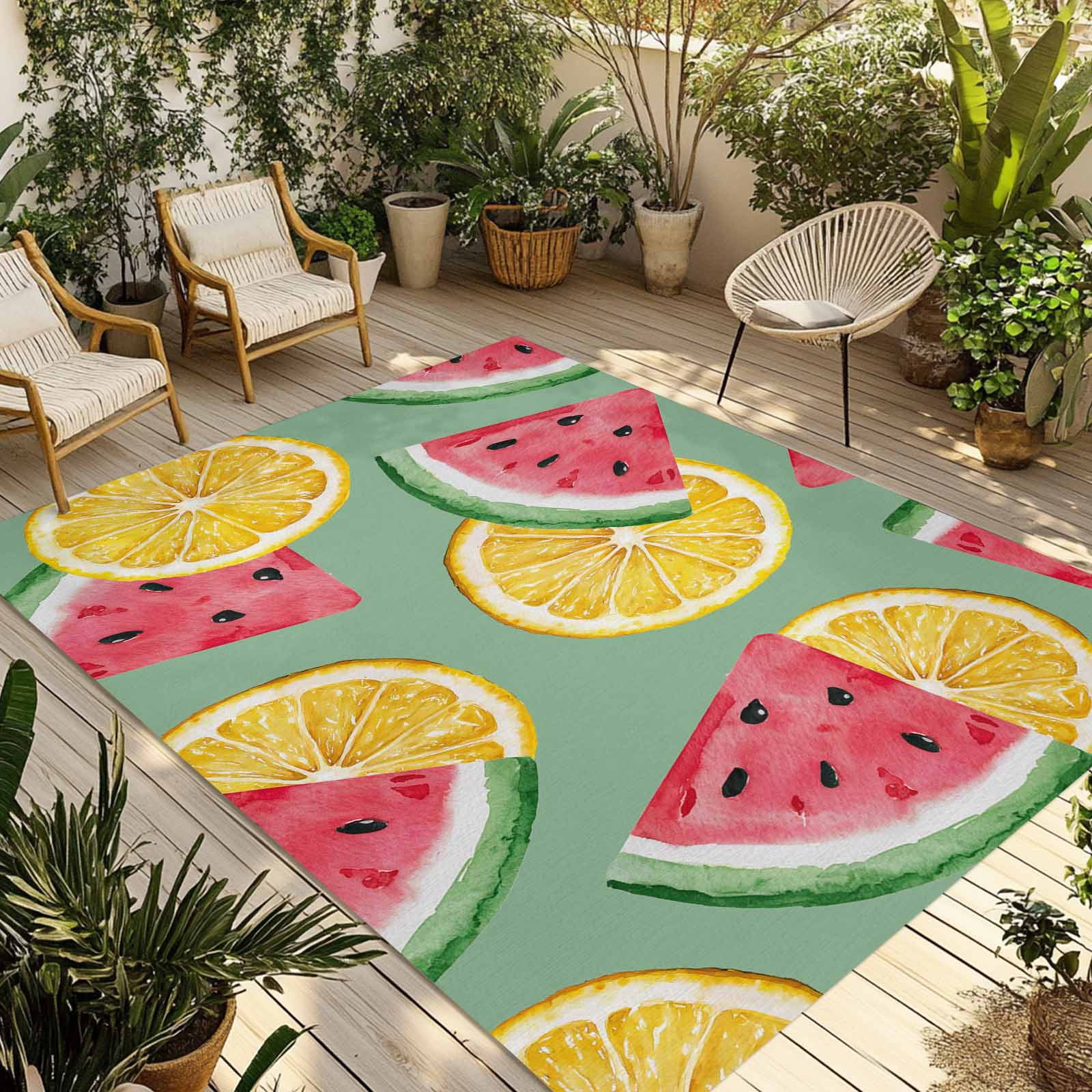 Fsddascl Red Watermelon Outdoor Rug for Patio/Deck/Porch, Non-Slip ...