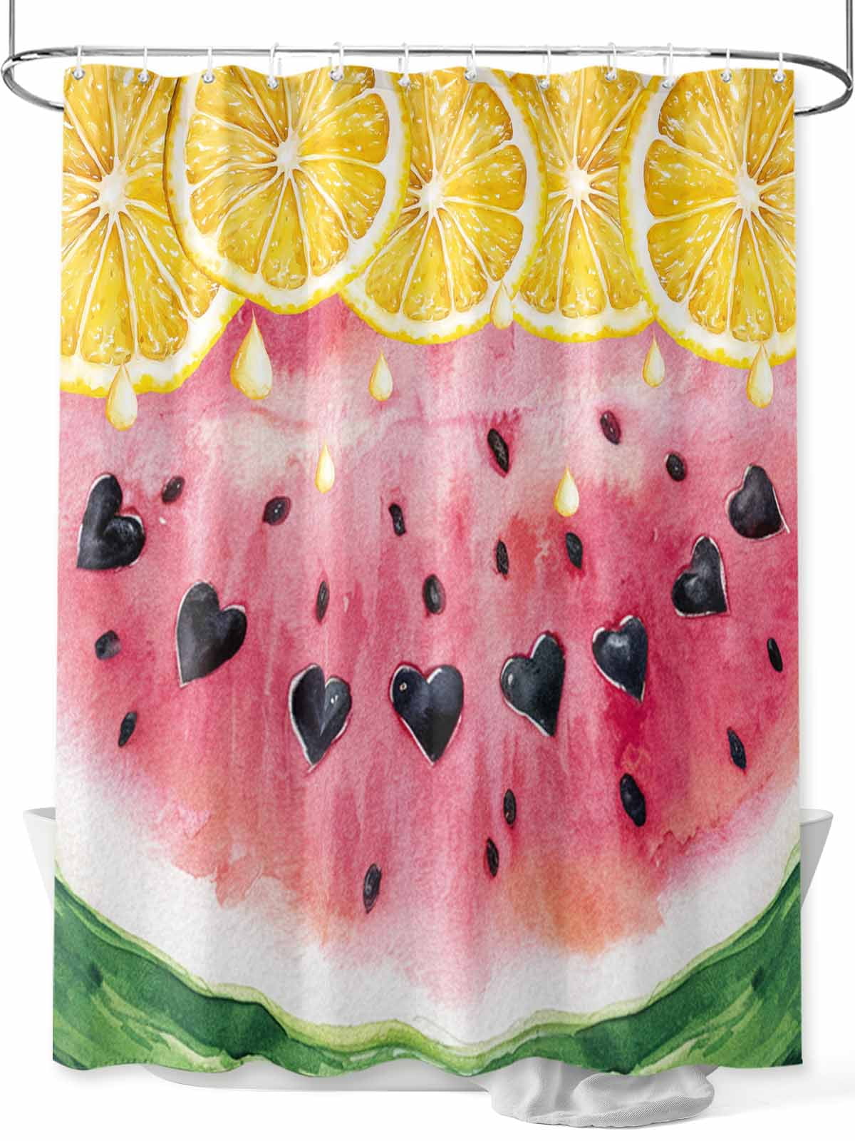Fsddascl Red Watermelon Shower Curtain Set - 36" x 78" Washable Bathtub ...