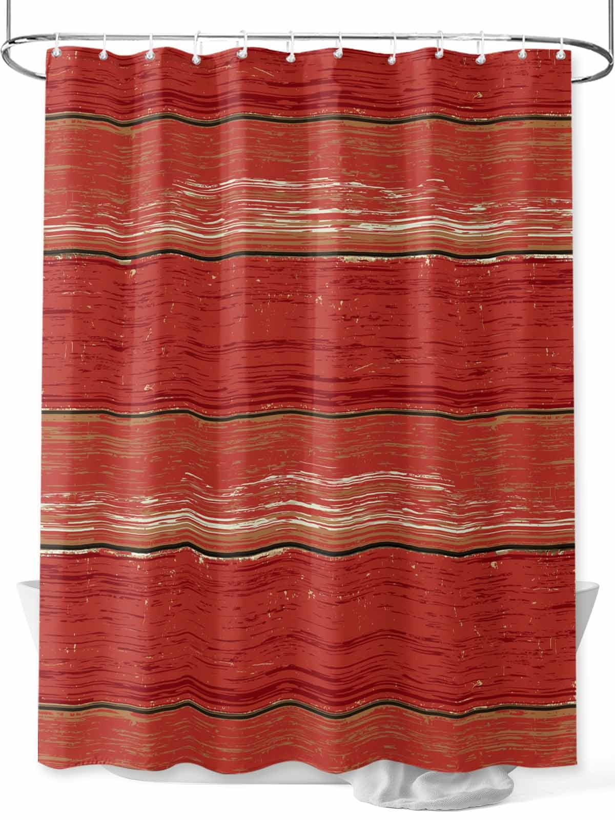 Fsddascl Red Wood Grain Shower Curtain Set - 48" x 72" Washable Bathtub ...