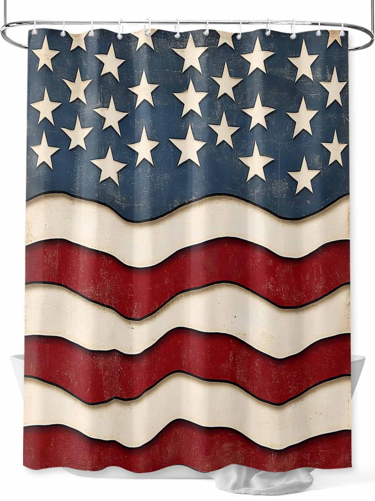 Fsddascl Retro American Flag Shower Curtain Set - 48" x 72" Washable ...