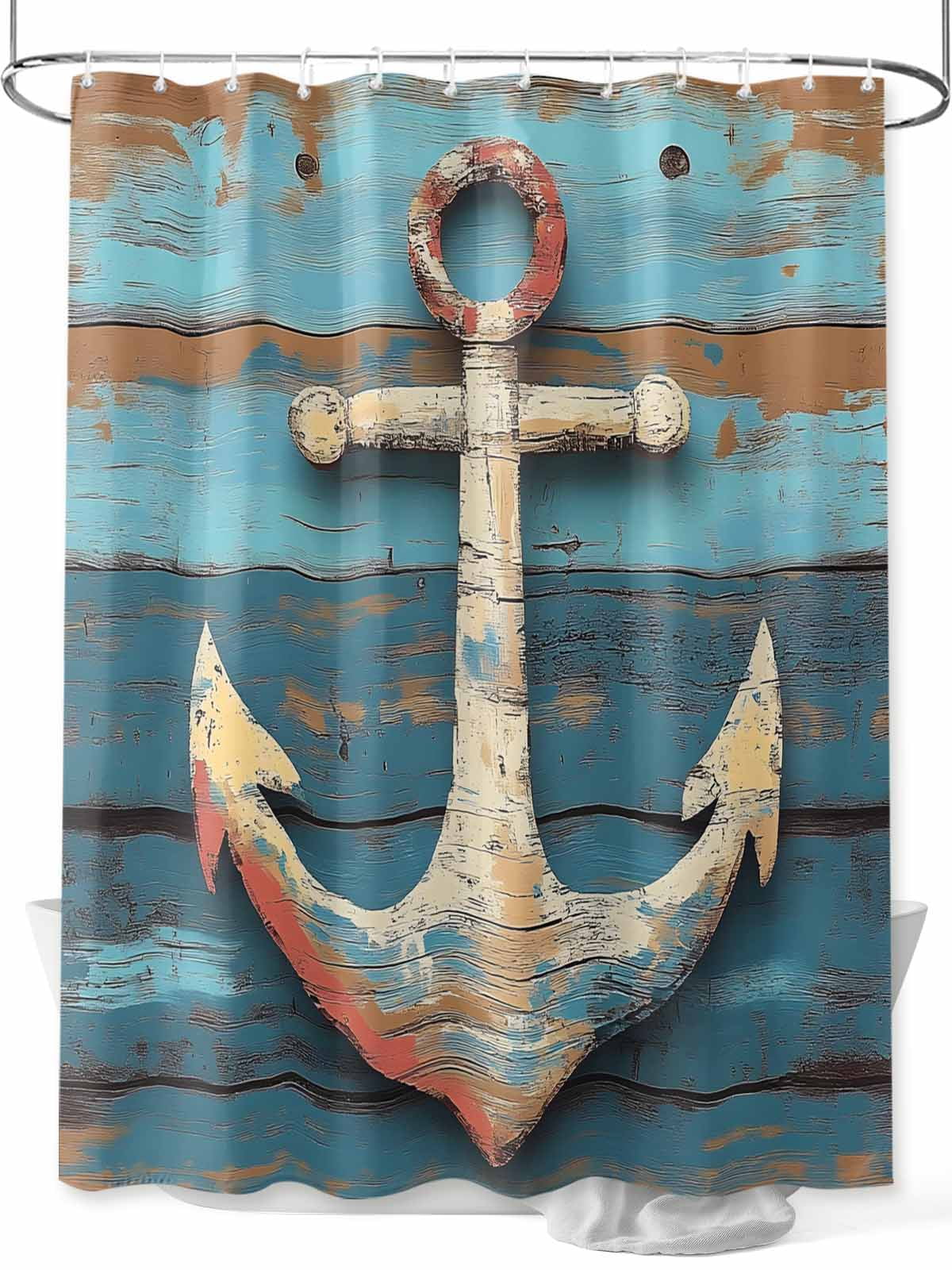 Fsddascl Retro Anchor Shower Curtain Set - 54" x 78" Washable Bathtub ...