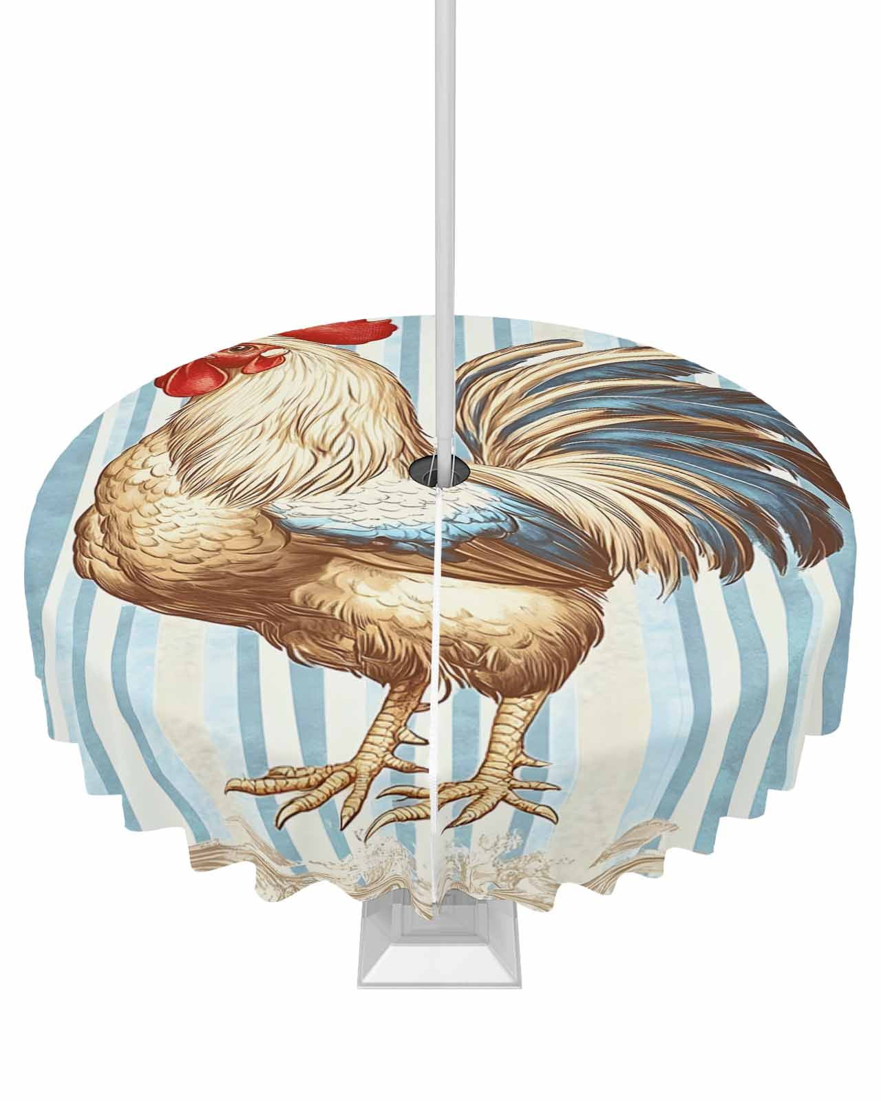 Fsddascl Retro Rooster Outdoor Tablecloth - 60 Inch Round Dining Table ...