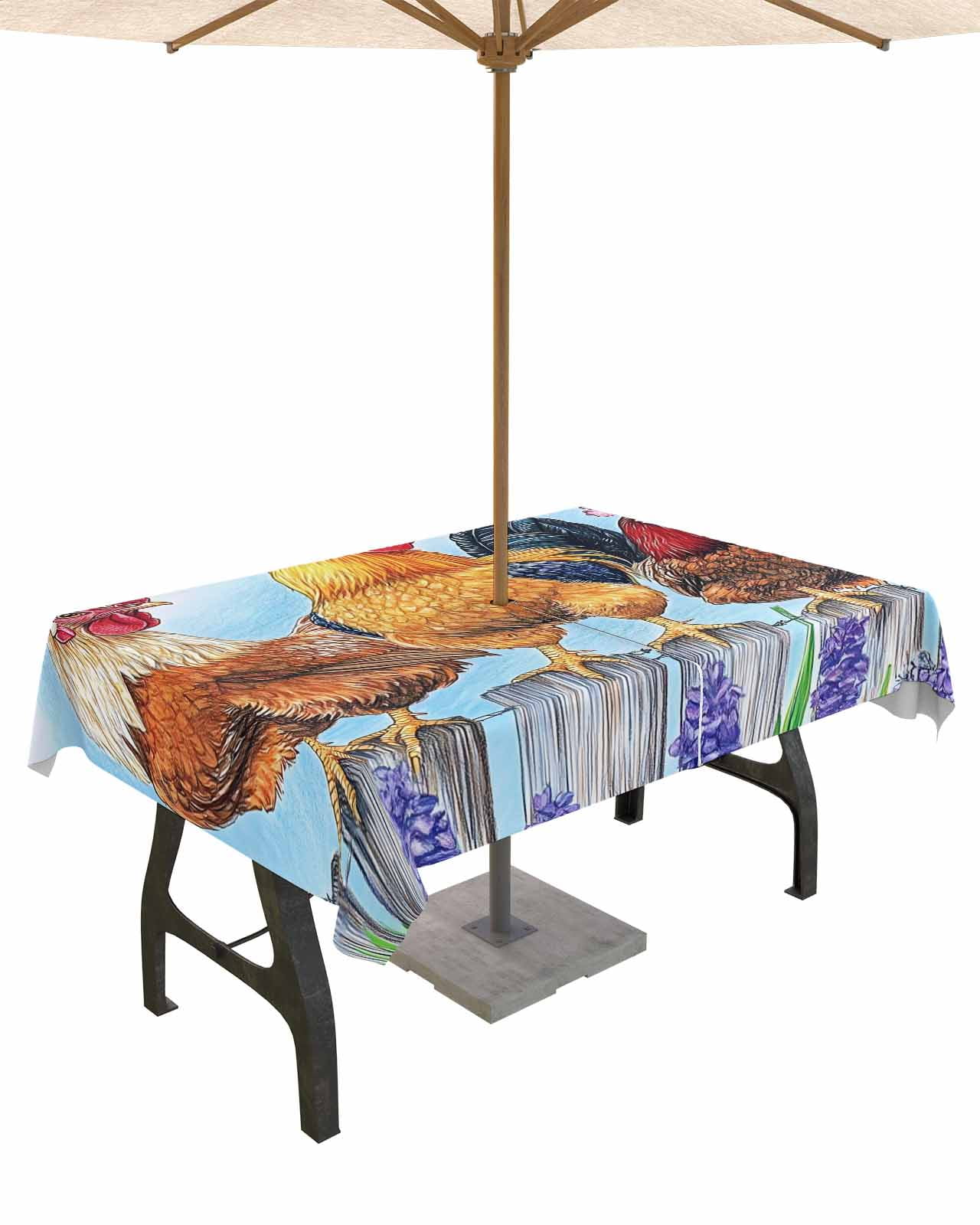 Fsddascl Retro Rooster Outdoor Tablecloth - 60x102 Inch Rectangle ...