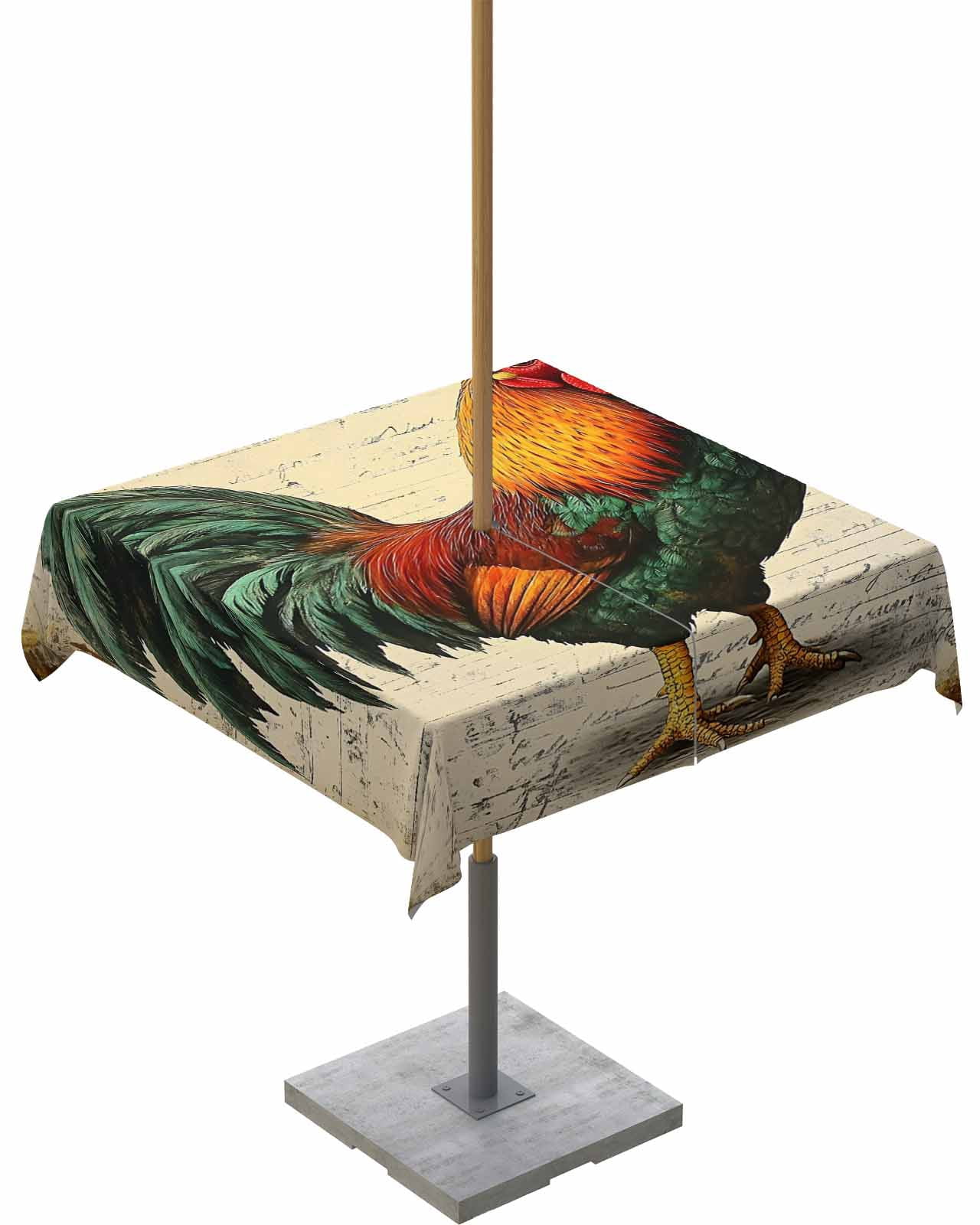 Fsddascl Retro Rooster Outdoor Tablecloth - 60x60 Inch Square Dining ...