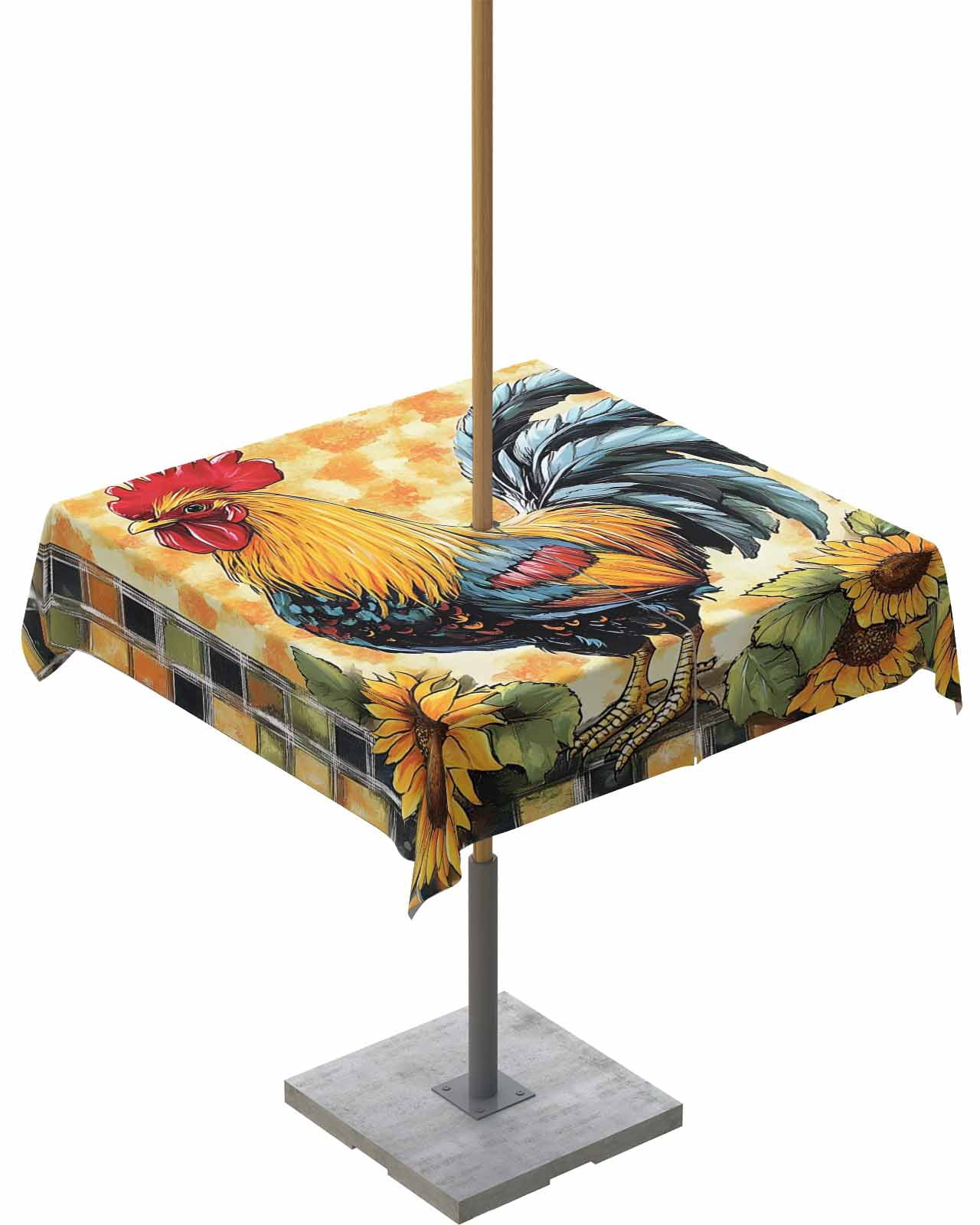 Fsddascl Retro Rooster Outdoor Tablecloth - 60x60 Inch Square Dining ...