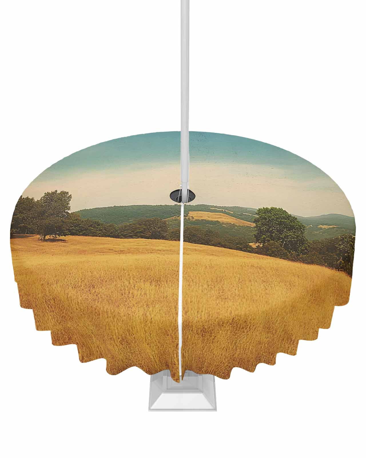 Fsddascl Rustic Golden Fields Outdoor Tablecloth - 54 Inch Round Dining ...