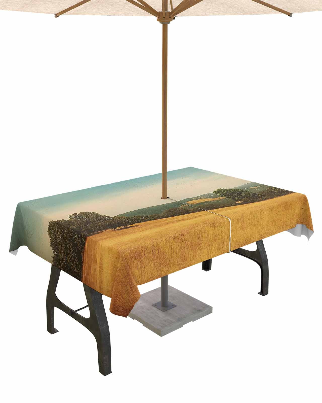 Fsddascl Rustic Golden Fields Outdoor Tablecloth - 60x120 Inch ...