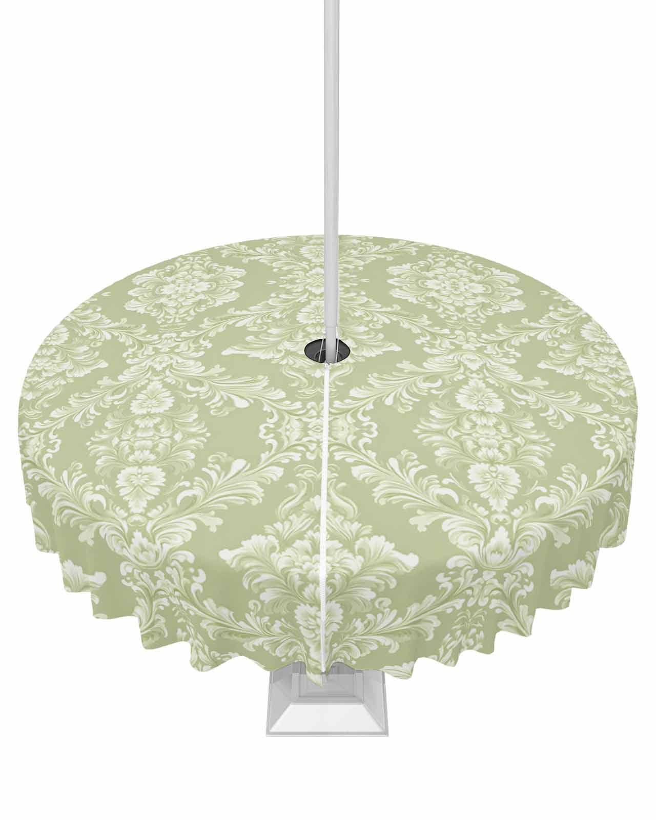 Fsddascl Sage Green Boho Floral Outdoor Tablecloth - 54 Inch Round ...