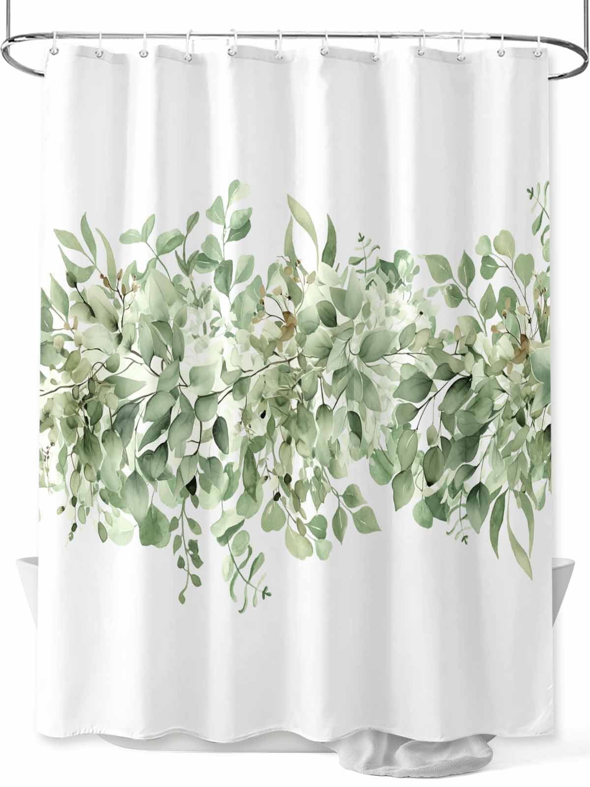 Fsddascl Sage Green Eucalyptus Leaves Shower Curtain Set - Extra Long 72" x 96" Bathtub Curtain ...