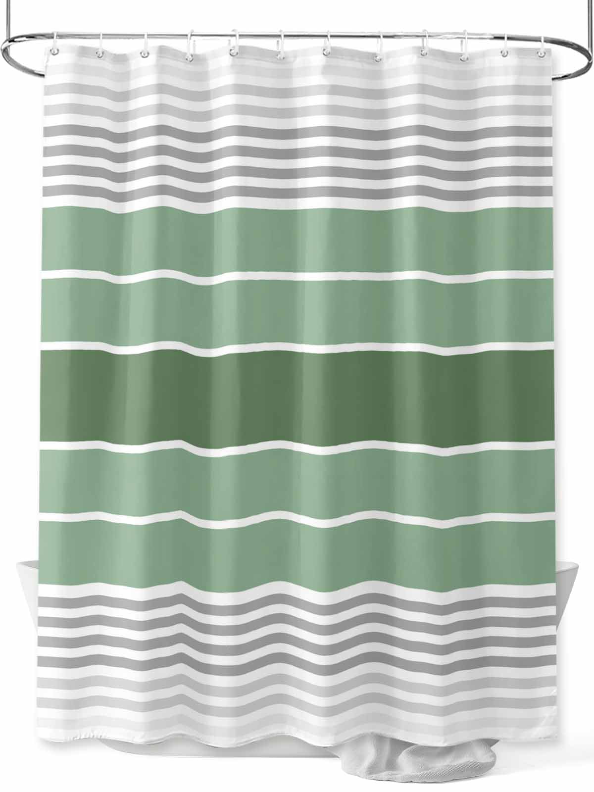 Fsddascl Sage Green Stripes Shower Curtain Set - 48" x 72" Washable ...