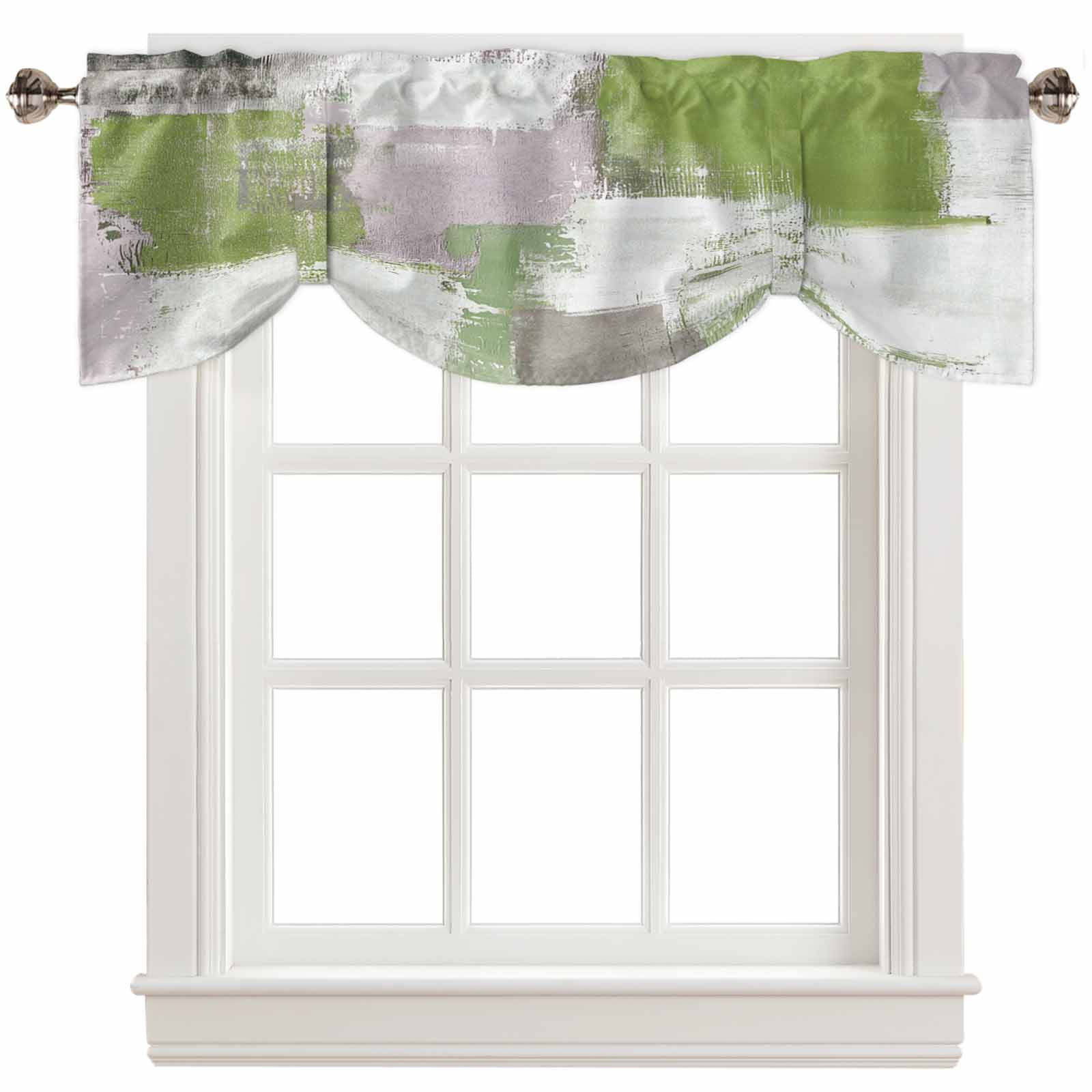 Fsddascl Sage Green Tie Up Valance Curtains for Windows, Kitchen ...
