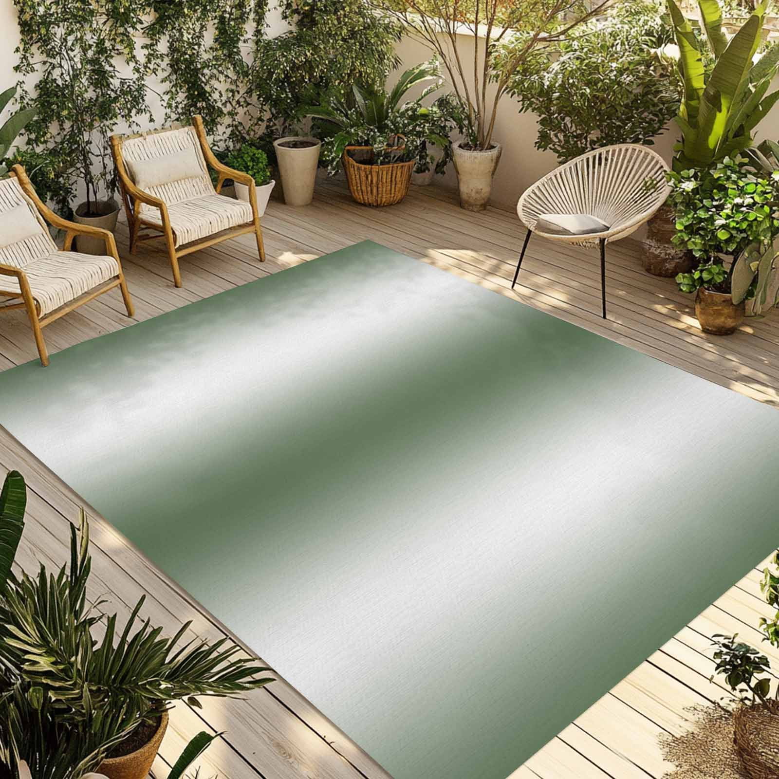 Fsddascl Sage Green White Ombre Outdoor Rug for Patio/Deck/Porch, Non ...