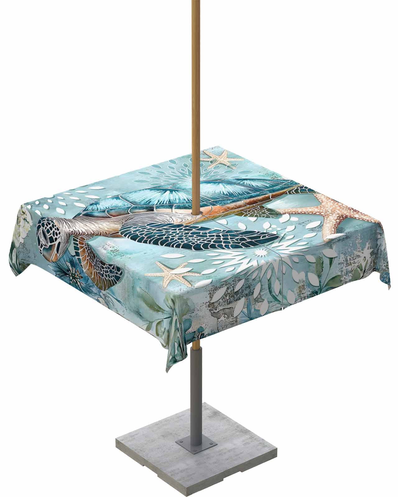 Fsddascl Sea Turtle Coastal Outdoor Tablecloth - 60x60 Inch Square ...