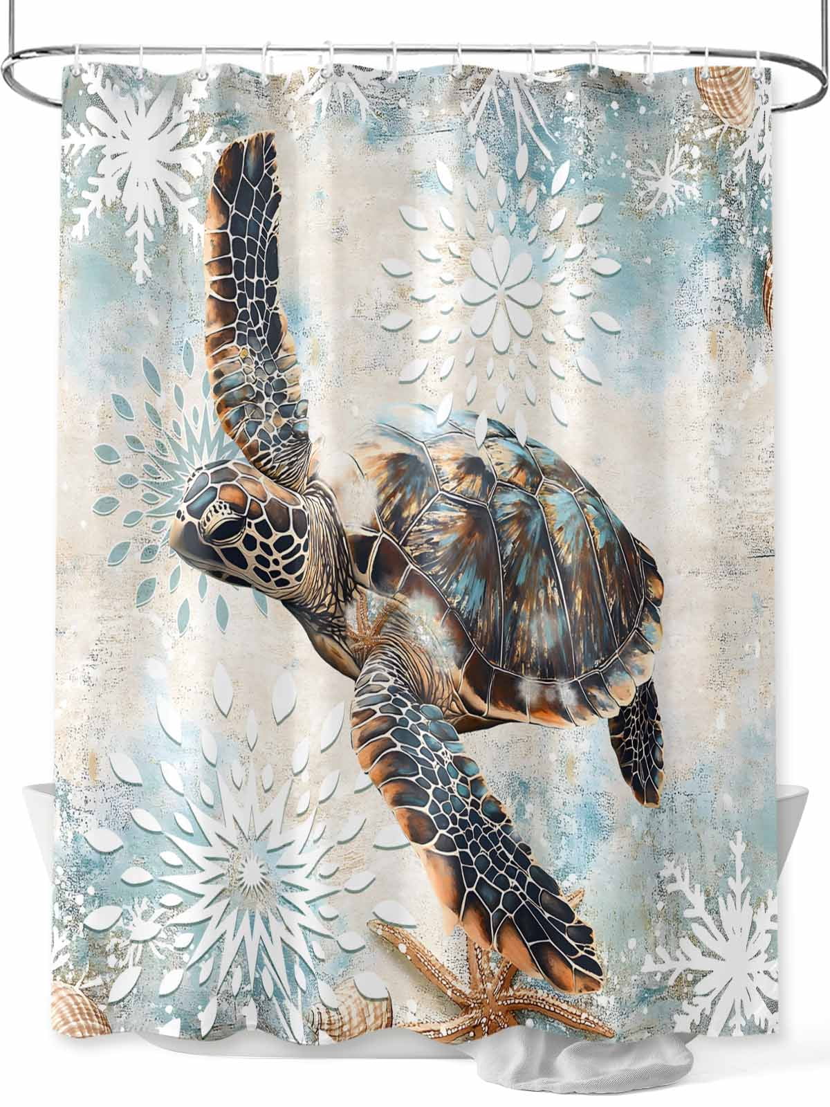 Fsddascl Sea Turtle Coastal Shower Curtain Set - 48" x 72" Washable ...